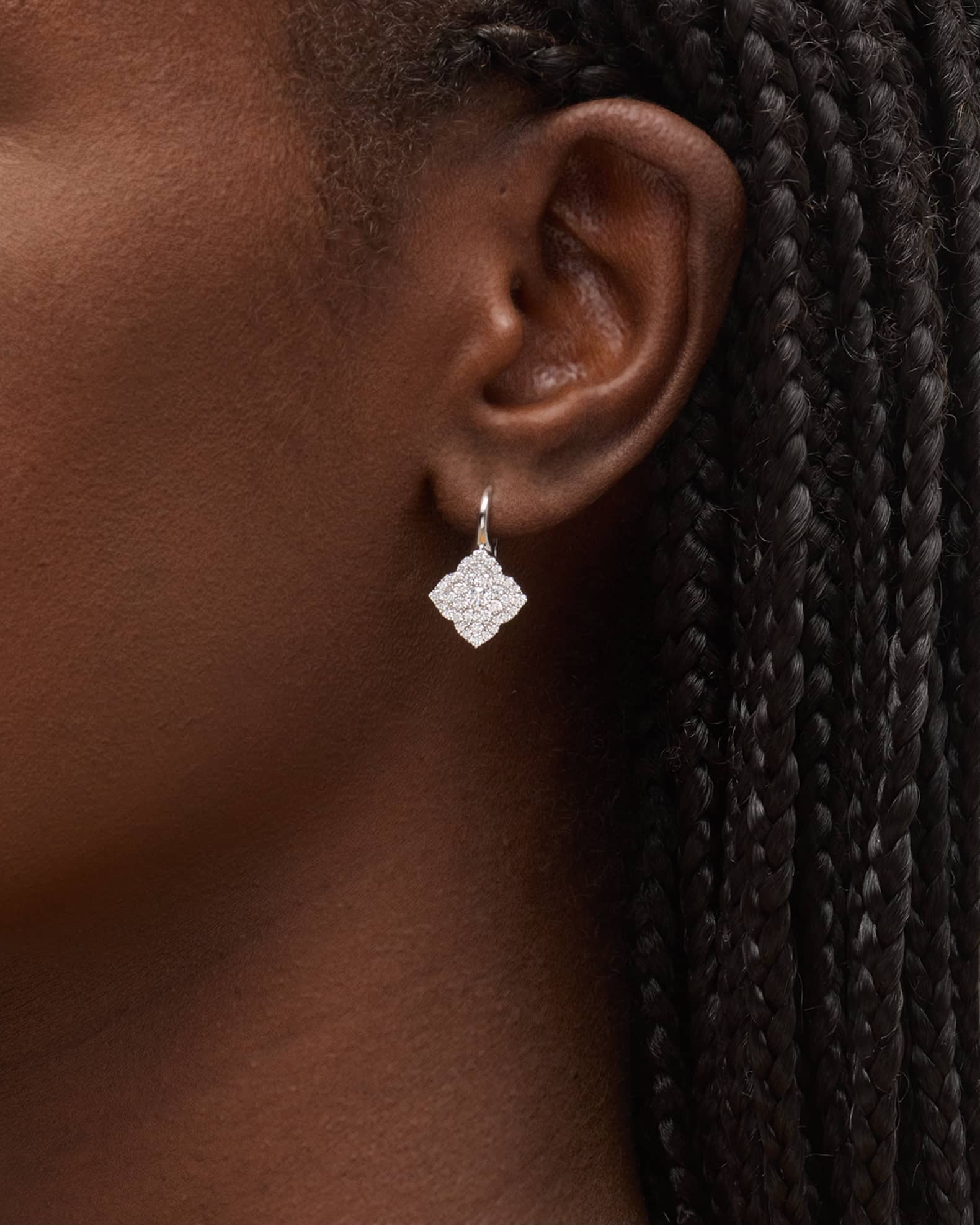 Frederic Sage 18k White Gold Medium Fleur D'Amour Diamond Earrings | Neiman Marcus