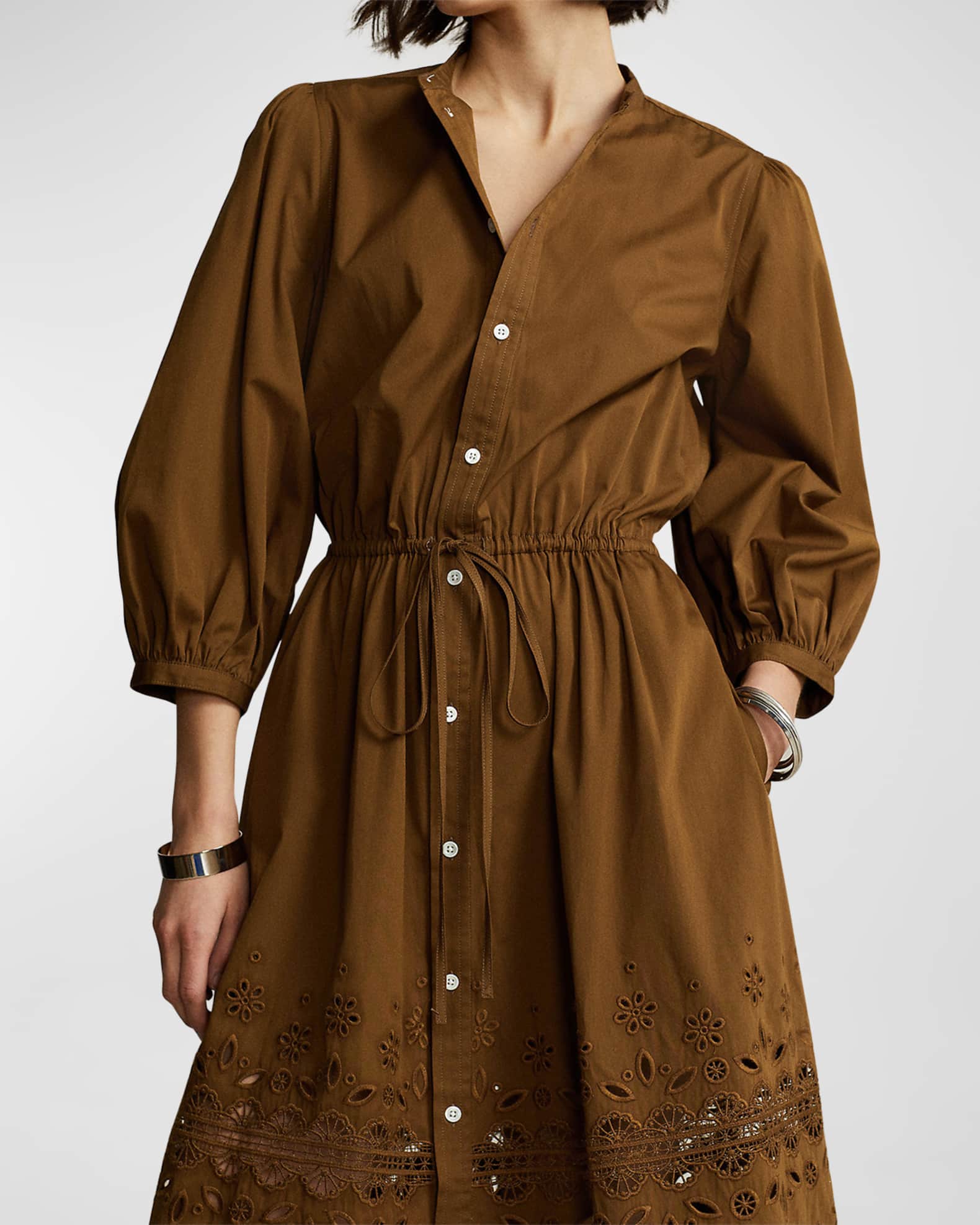 Polo Ralph Lauren Eyelet-Embroidered Cotton Shirtdress | Neiman Marcus