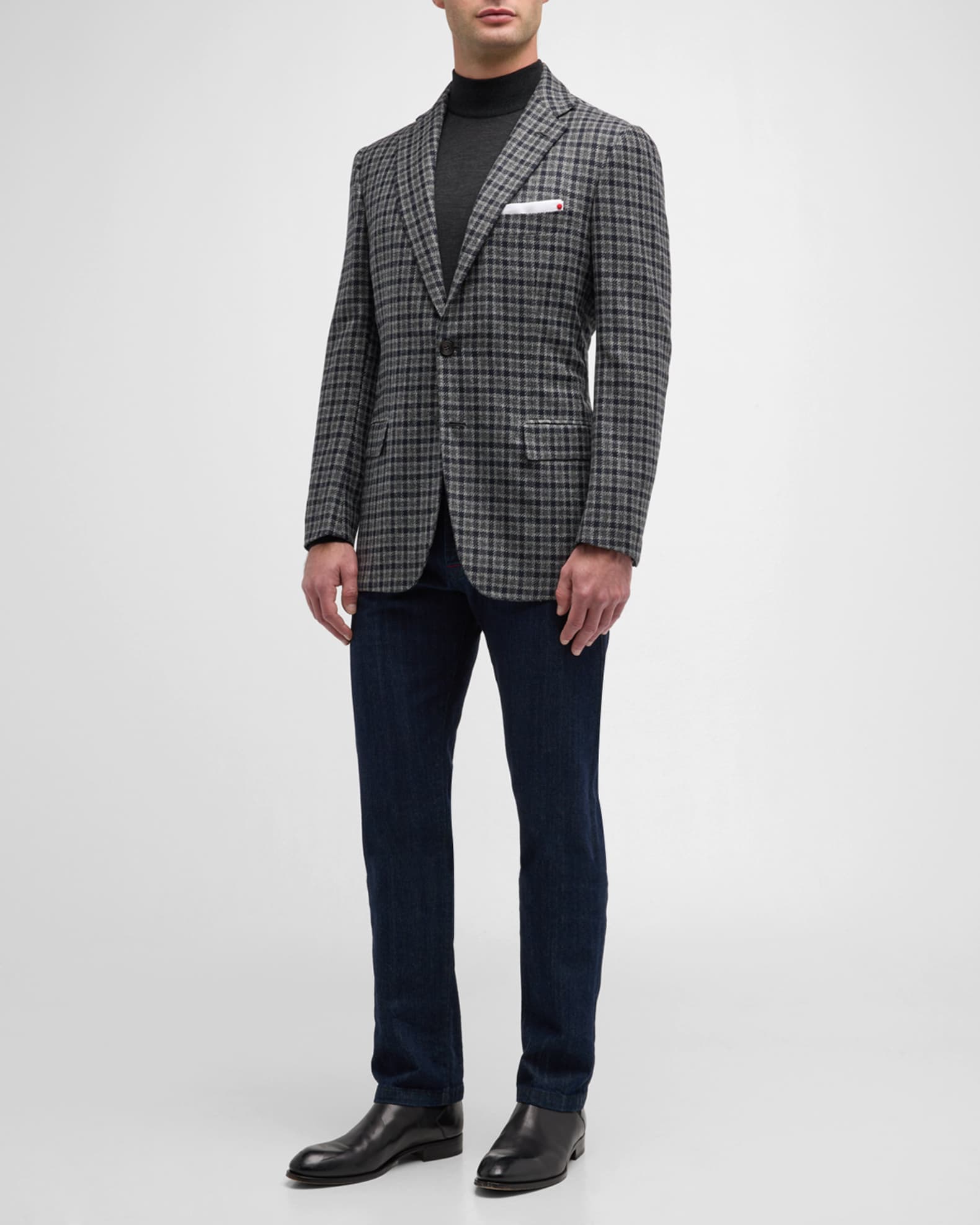 Kiton Men's Cashmere Check Sport Coat | Neiman Marcus