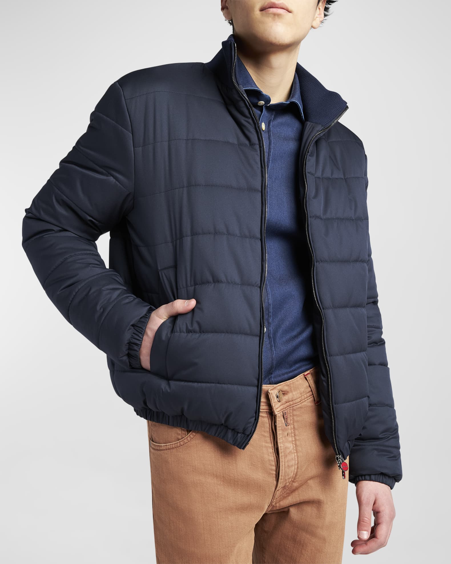 Kiton Men's Quilted Full-Zip Bomber Jacket | Neiman Marcus