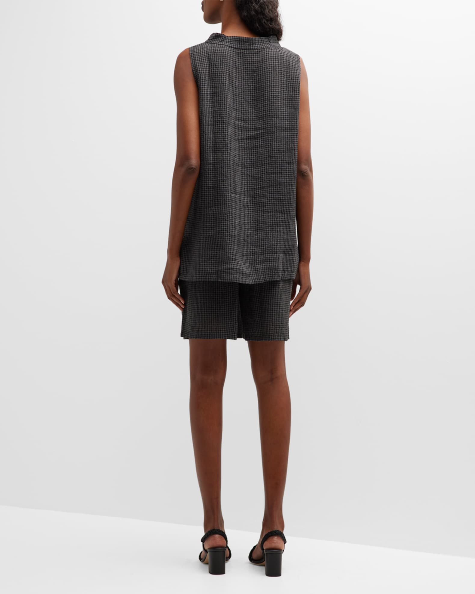 Eileen Fisher Puckered Check Bermuda Shorts | Neiman Marcus