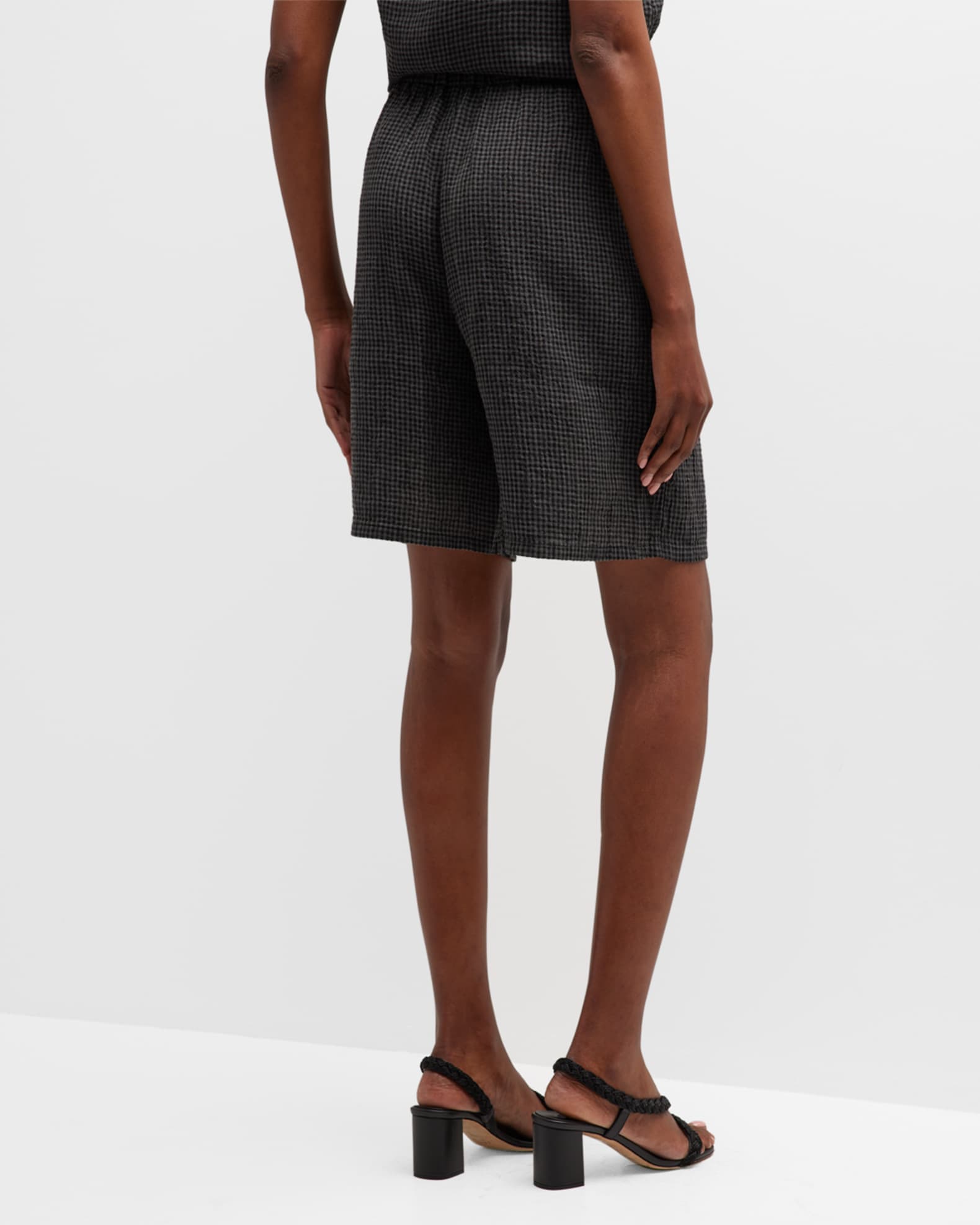 Eileen Fisher Puckered Check Bermuda Shorts | Neiman Marcus