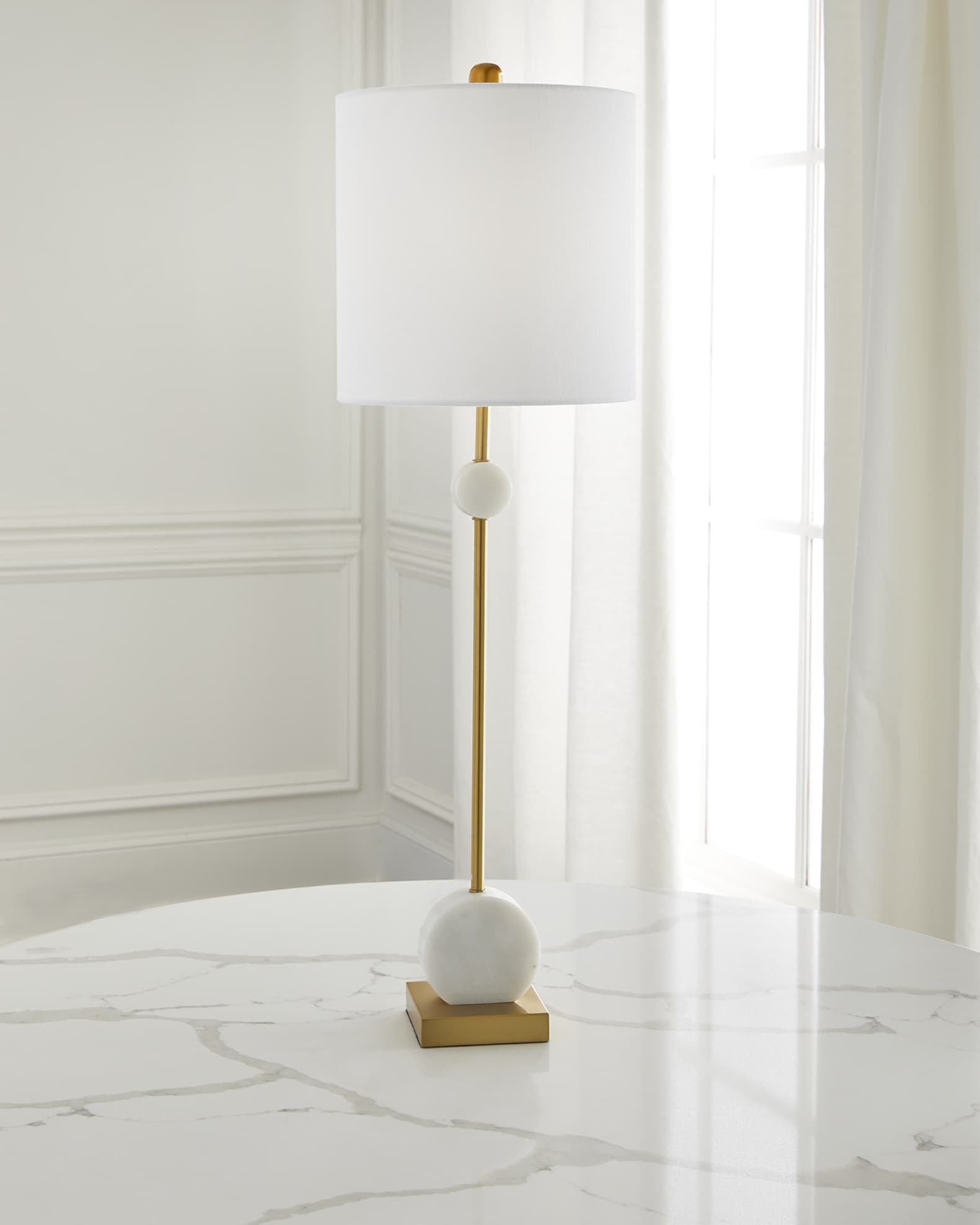Old World Design Wren White Marble Disc Lamp | Neiman Marcus