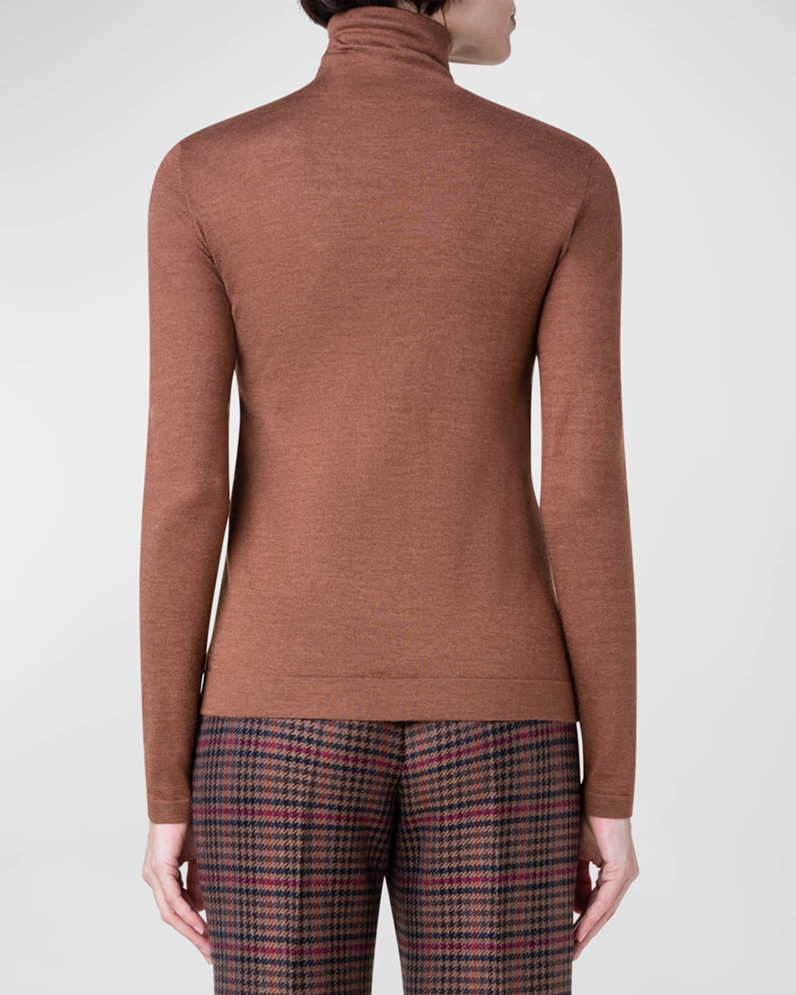 Akris Turtleneck Cashmere-Silk Fine-Gauge Sweater | Neiman Marcus