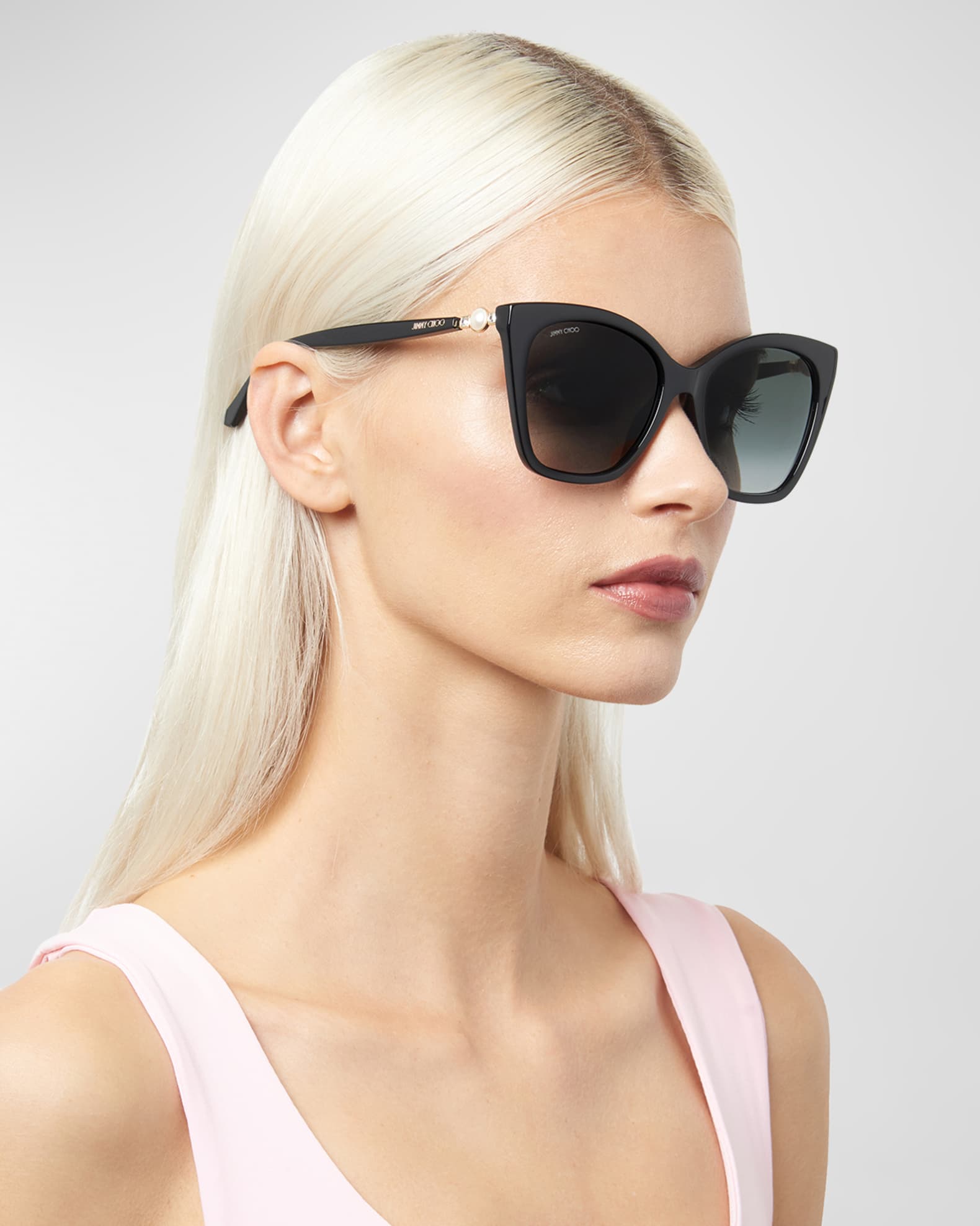 Jimmy Choo Rua/G Pearly Acetate Cat-Eye Sunglasses | Neiman Marcus