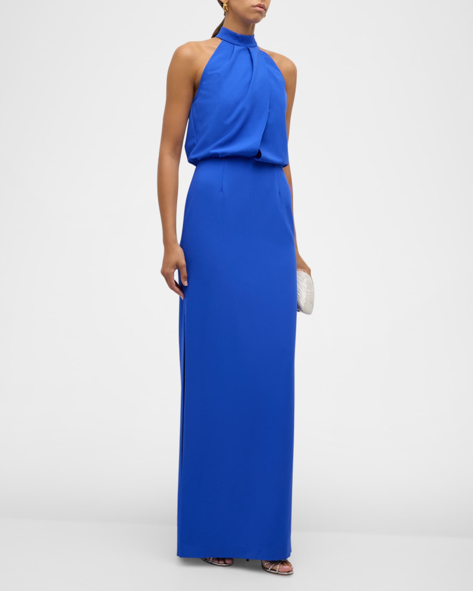 Black Halo Annabeth Draped Halter Column Gown | Neiman Marcus