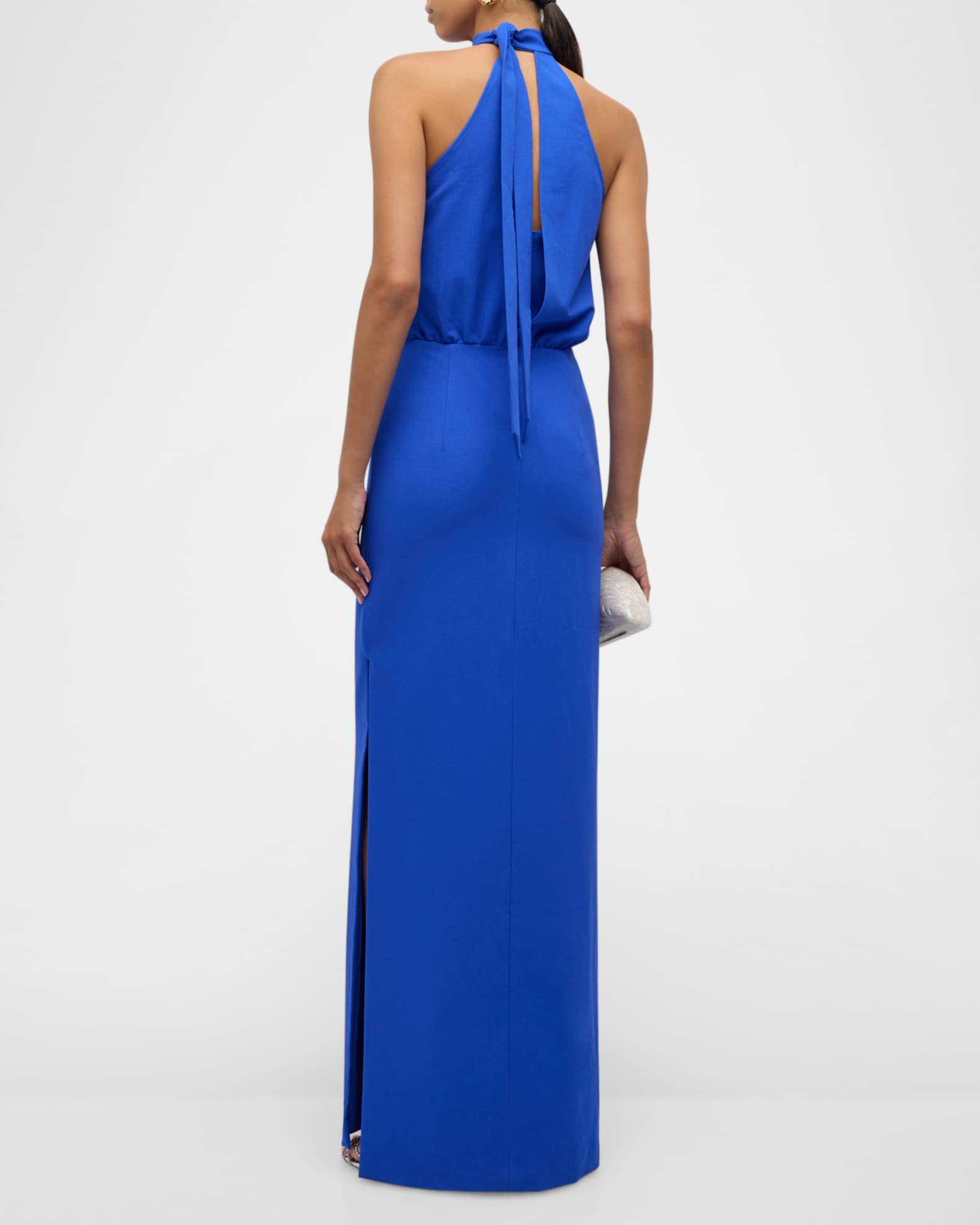 Black Halo Annabeth Draped Halter Column Gown | Neiman Marcus