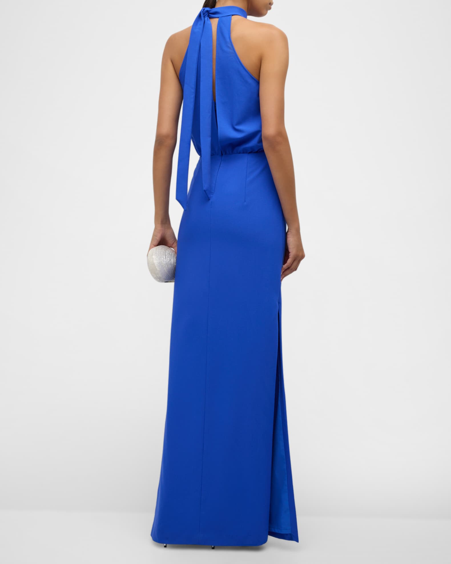 Black Halo Annabeth Draped Halter Column Gown | Neiman Marcus