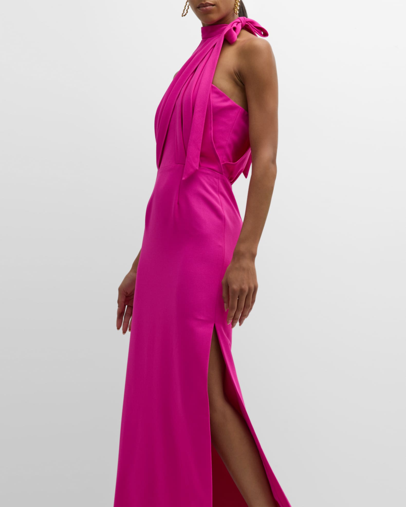 Black Halo Annabeth Draped Halter Column Gown | Neiman Marcus