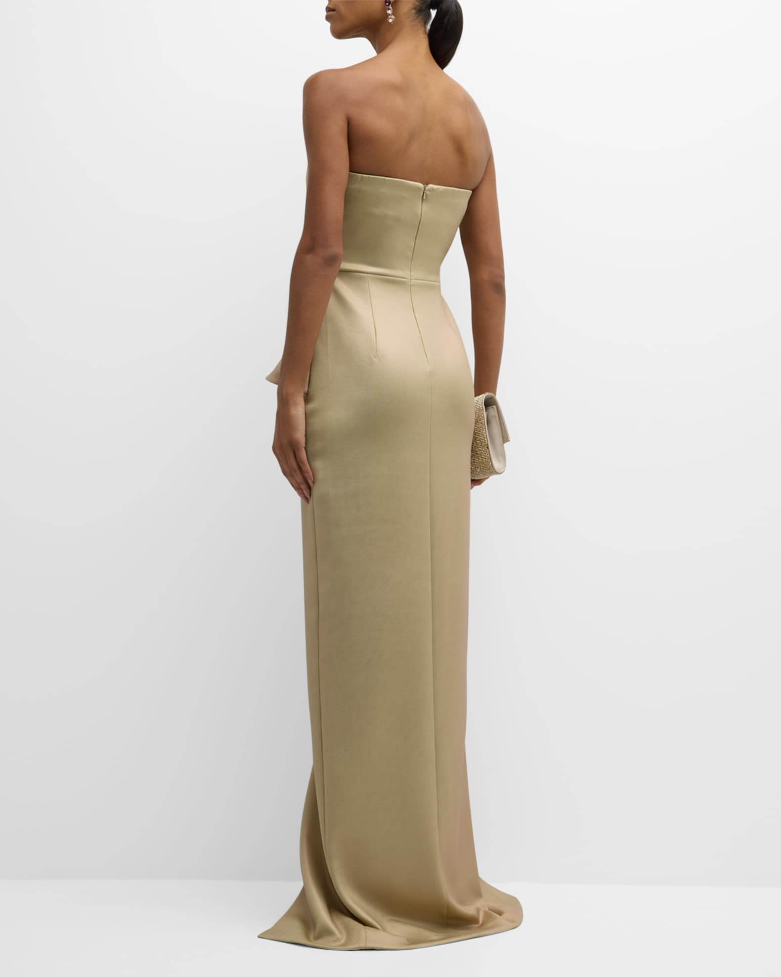 Black Halo Jonas Strapless Ruffle Column Gown | Neiman Marcus