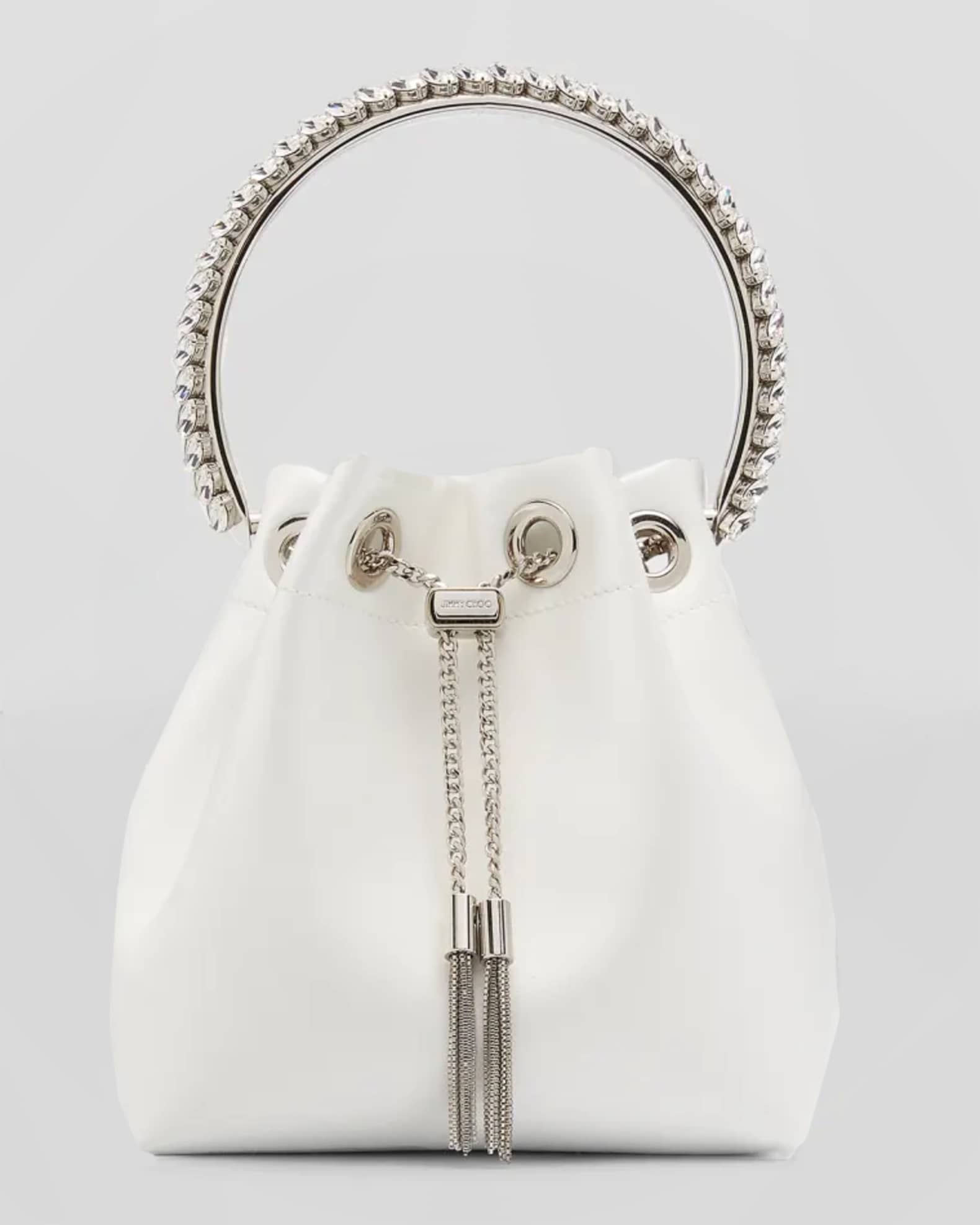 Jimmy Choo Bon Bon Crystal Satin Bucket Bag | Neiman Marcus