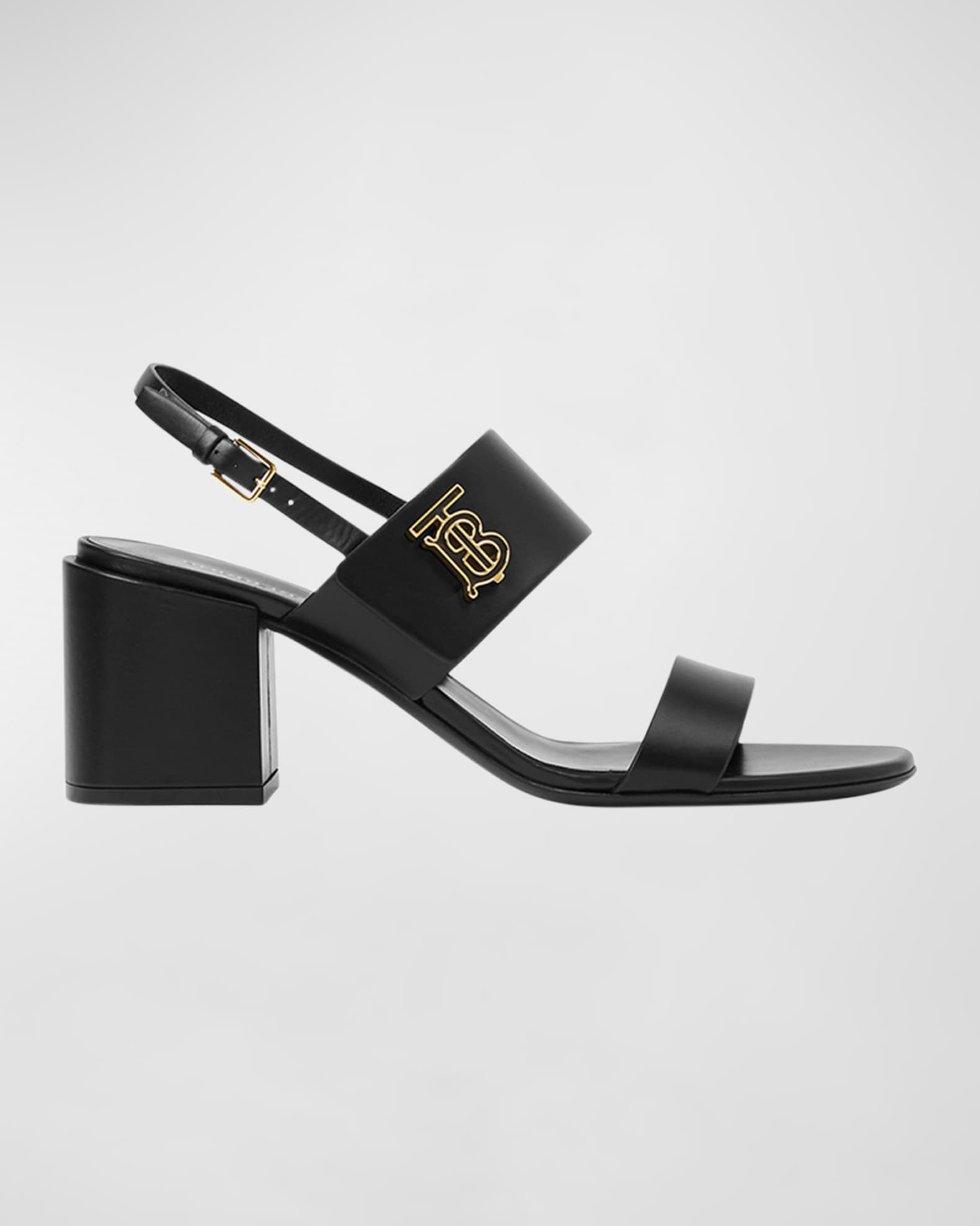 Burberry Virginia Leather Monogram Slingback Sandals | Neiman Marcus