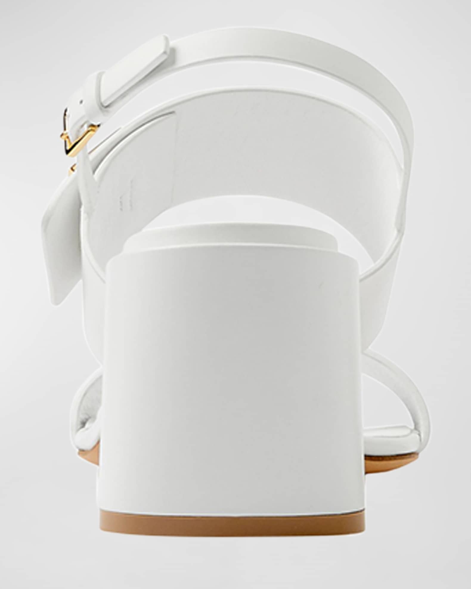 Burberry Virginia Leather Monogram Slingback Sandals | Neiman Marcus