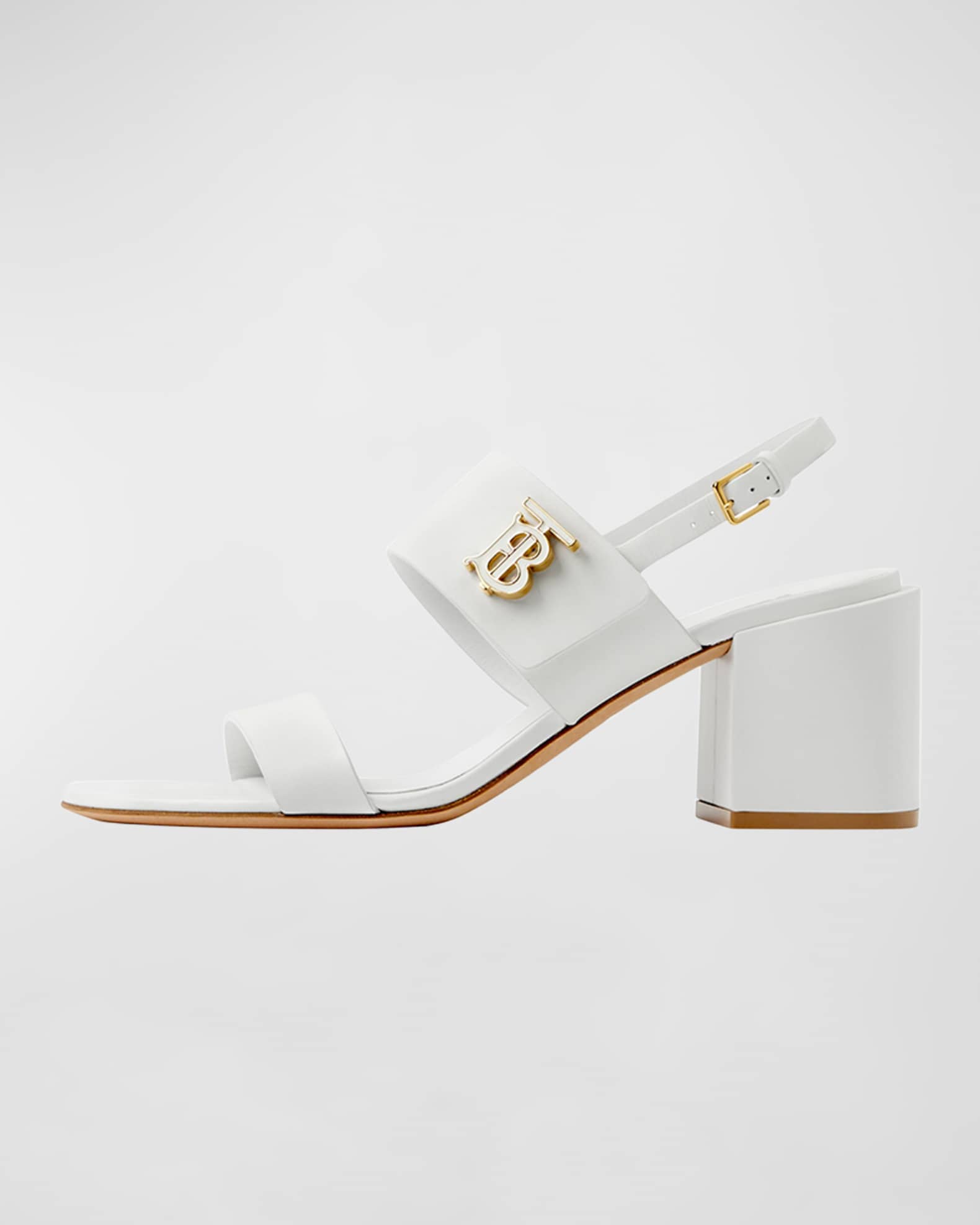 Burberry Virginia Leather Monogram Slingback Sandals | Neiman Marcus