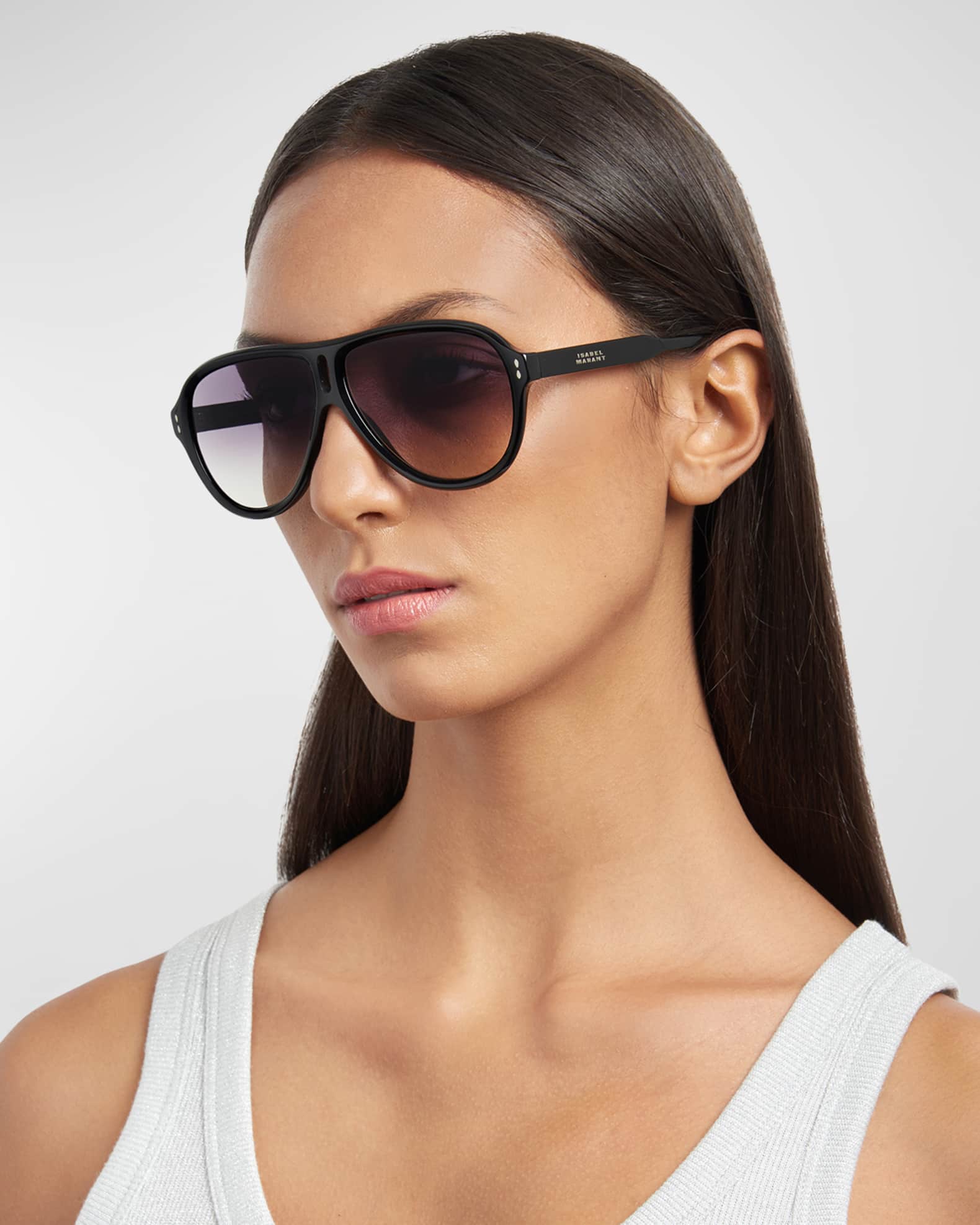 Isabel Marant Logo Acetate Aviator Sunglasses | Neiman Marcus