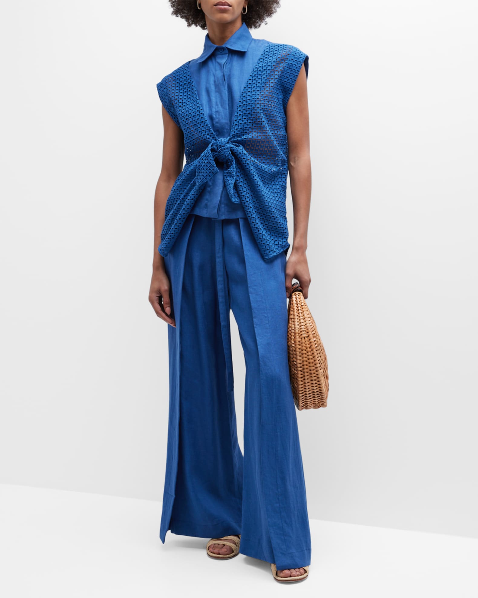 pinkfilosofy Casandra Linen Overlay Pants | Neiman Marcus