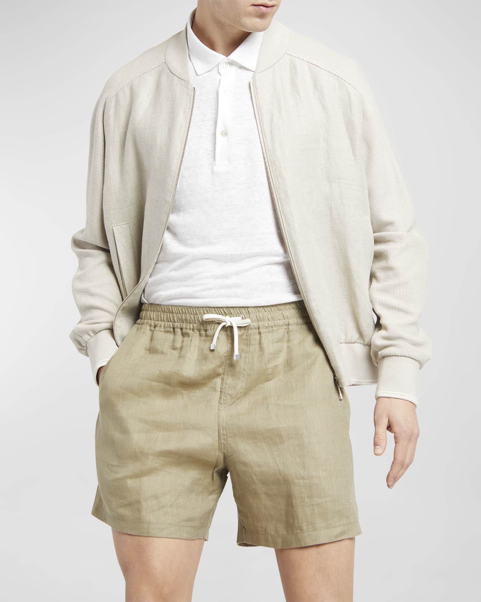 Loro Piana Men's Linen Drawstring Bermuda Shorts | Neiman Marcus