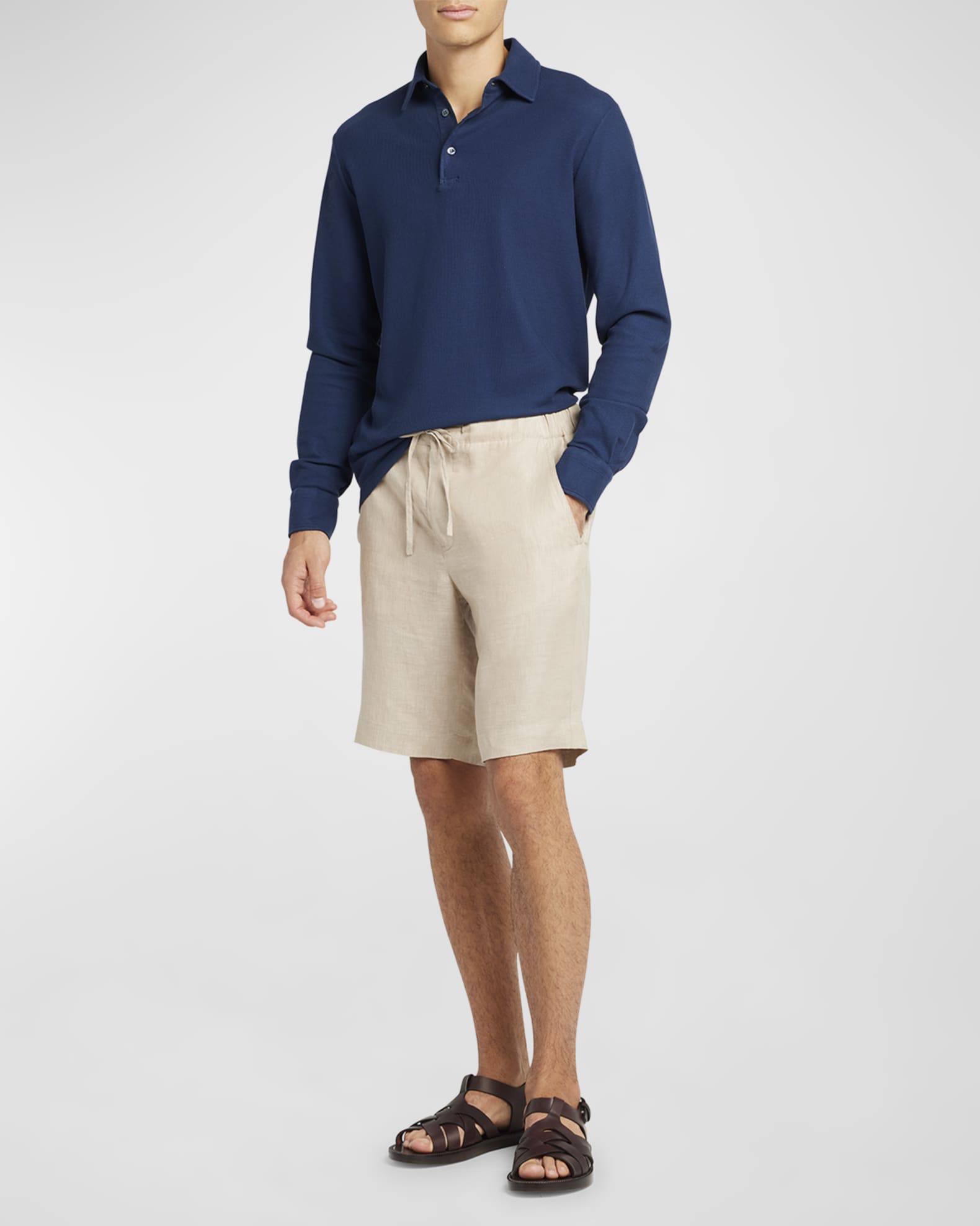 Loro Piana Men's Linen Drawstring Bermuda Shorts | Neiman Marcus