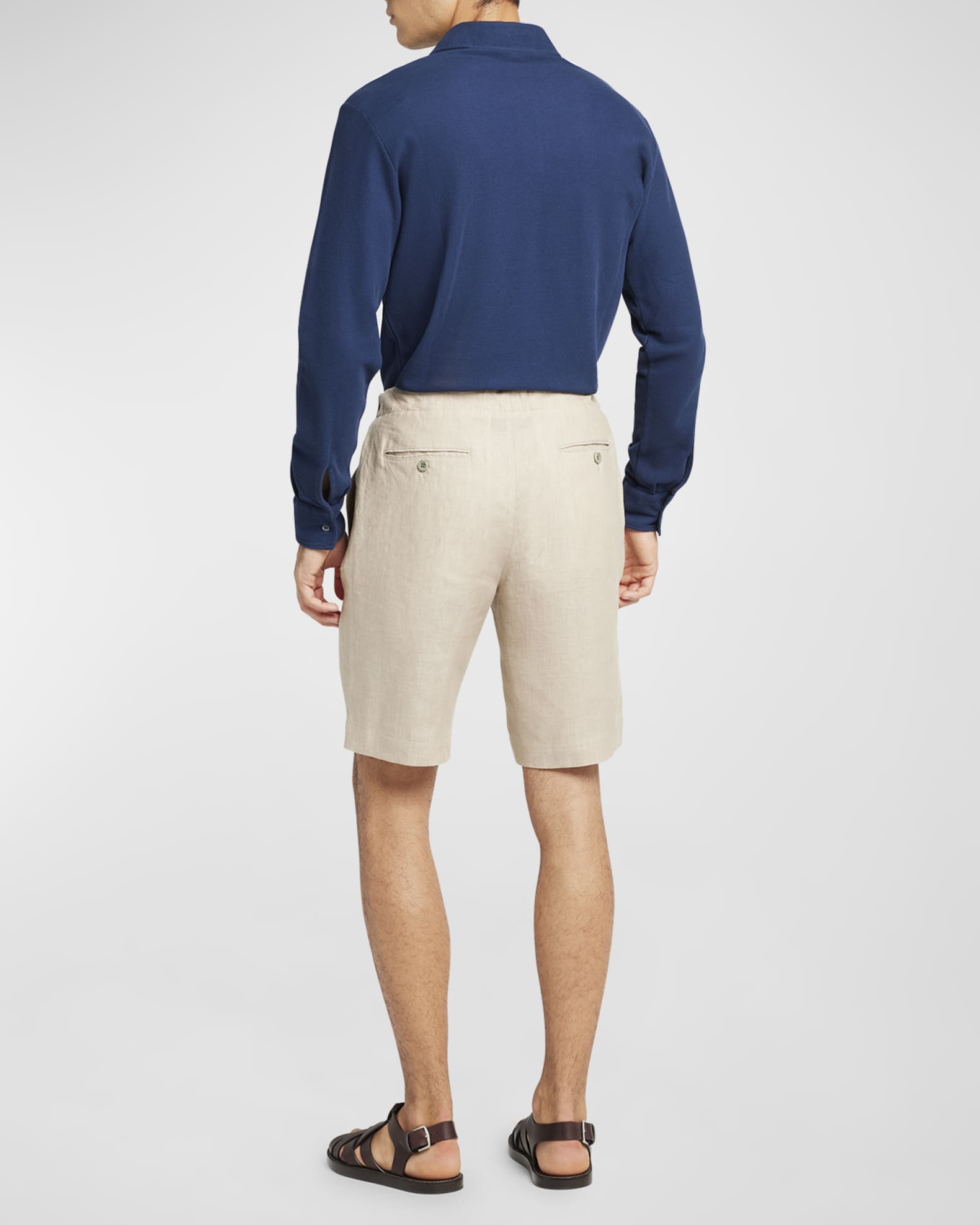 Loro Piana Men's Linen Drawstring Bermuda Shorts | Neiman Marcus