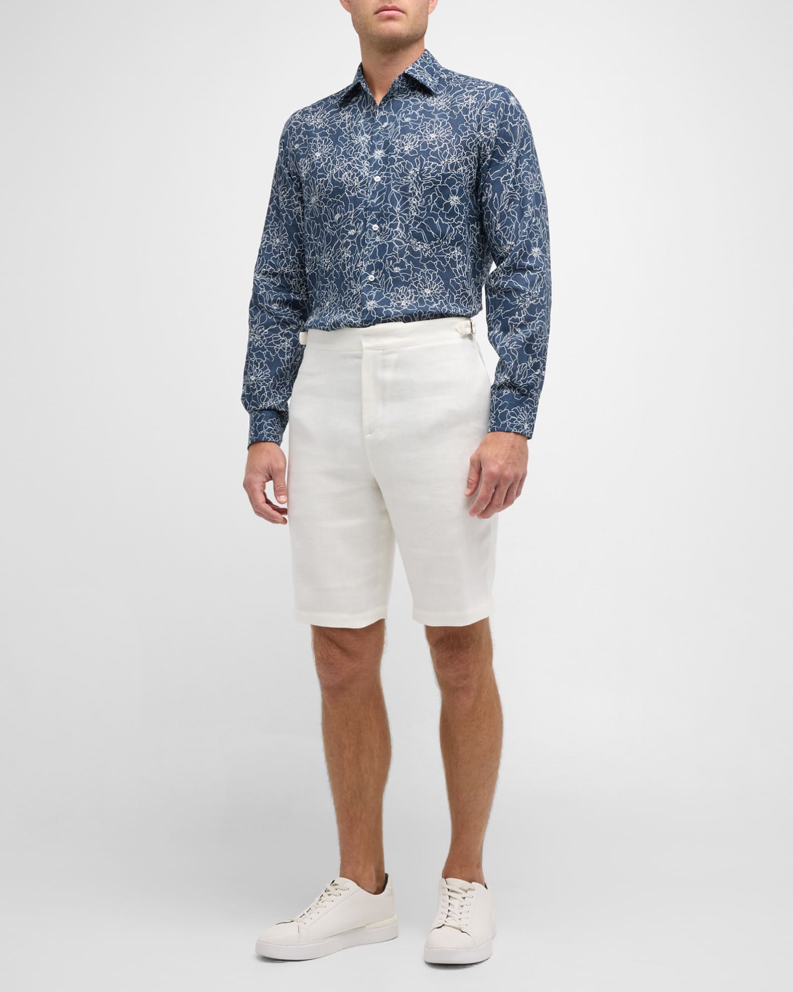 Loro Piana Men's Linen Bermuda Shorts | Neiman Marcus
