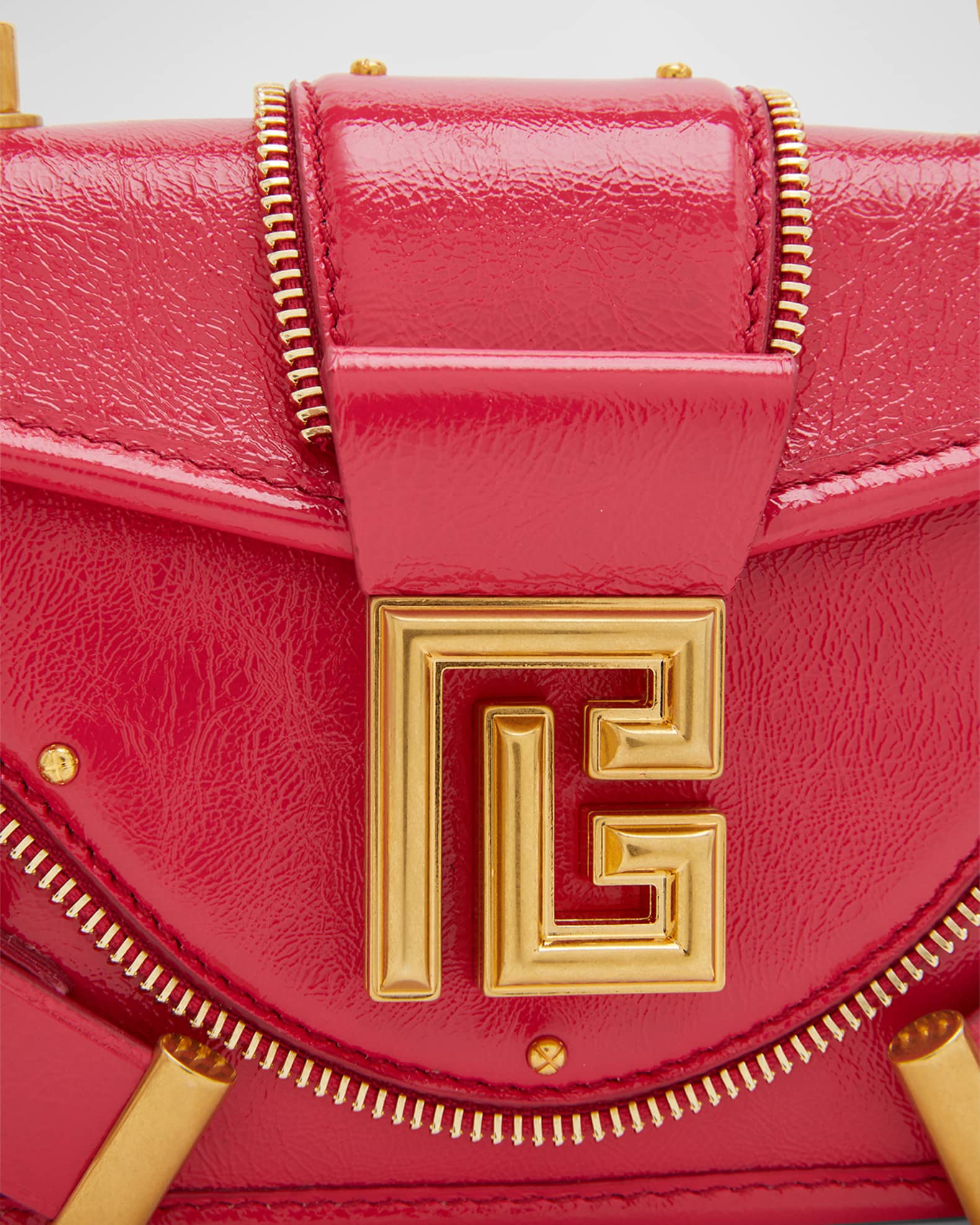 Balmain Blaze Pouch Patent Leather Top-Handle Bag | Neiman Marcus