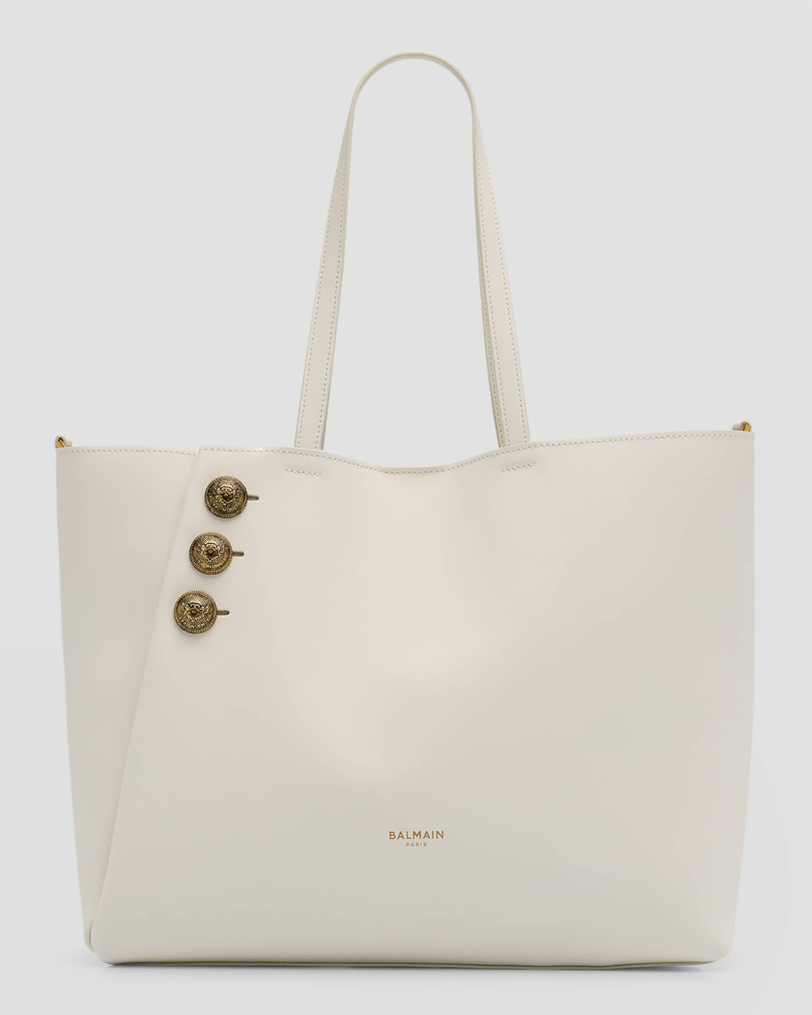 Balmain Embleme Shopper Tote Bag in Smooth Leather | Neiman Marcus