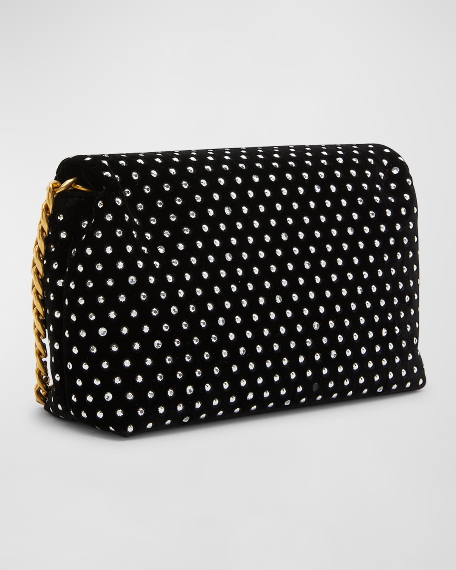Balmain 1945 Soft Mini Shoulder Bag in Velvet with Crystals | Neiman Marcus