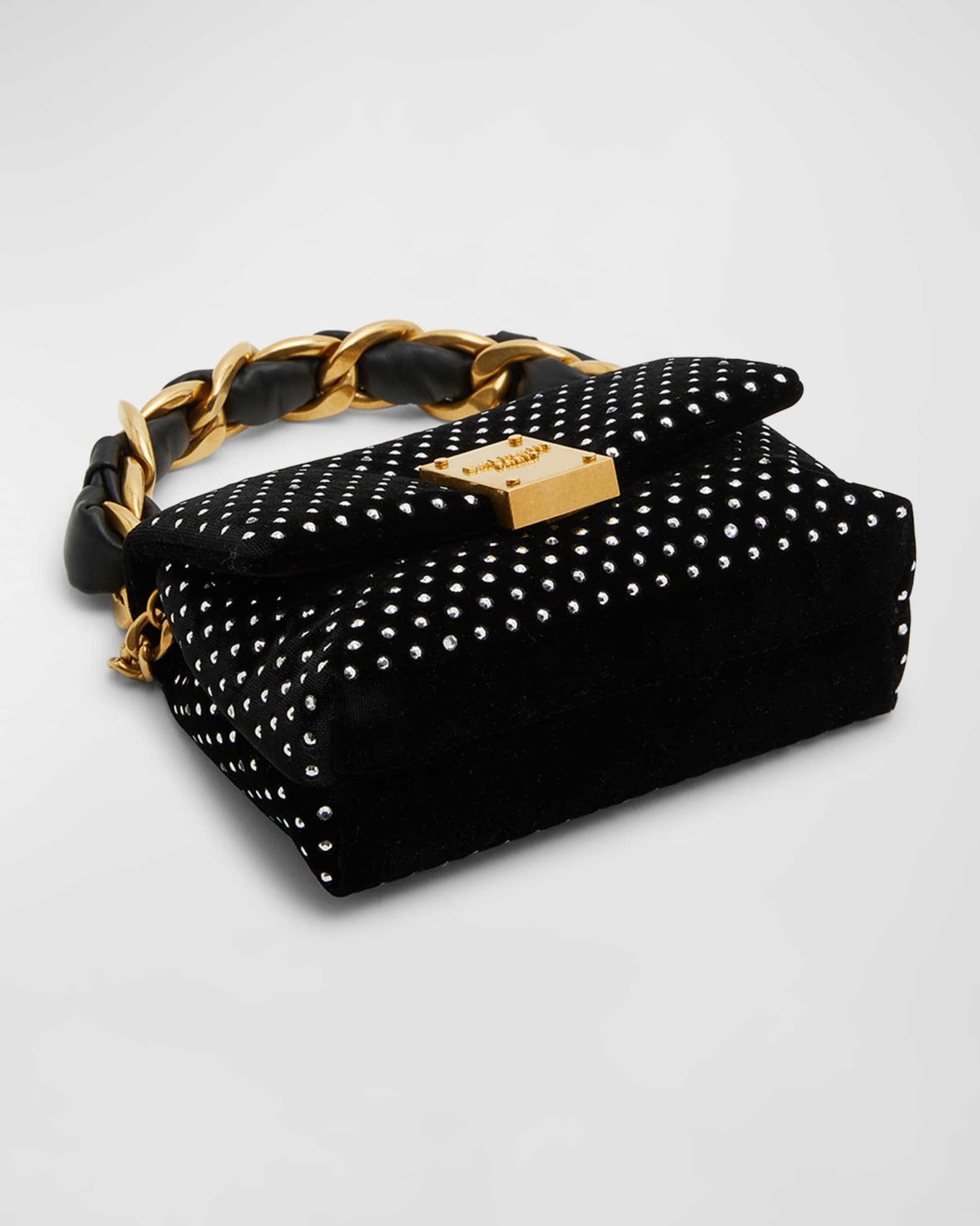 Balmain 1945 Soft Mini Shoulder Bag in Velvet with Crystals | Neiman Marcus
