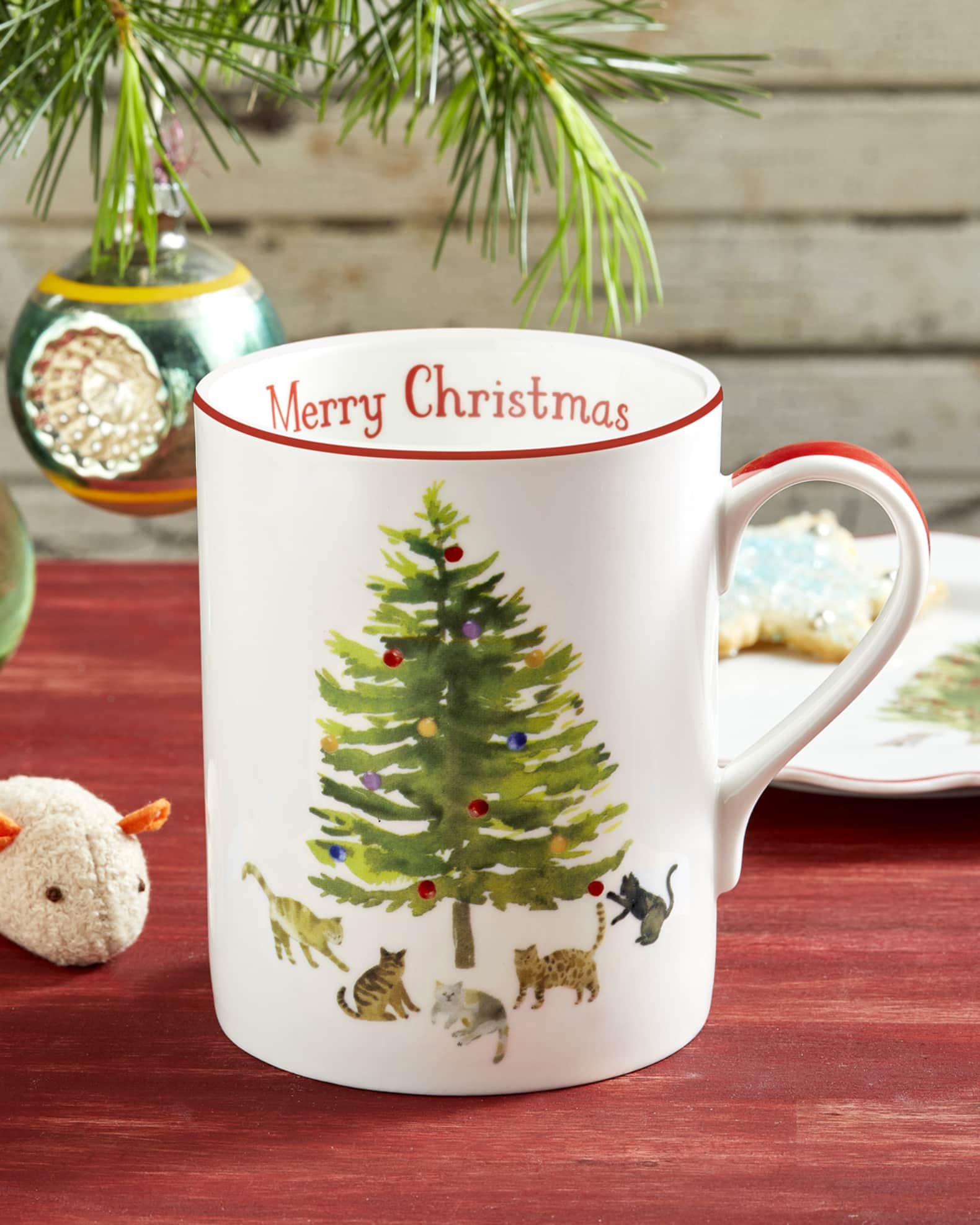 Rosanna Noble Fur Christmas Cats Mugs - Set of 4 | Neiman Marcus