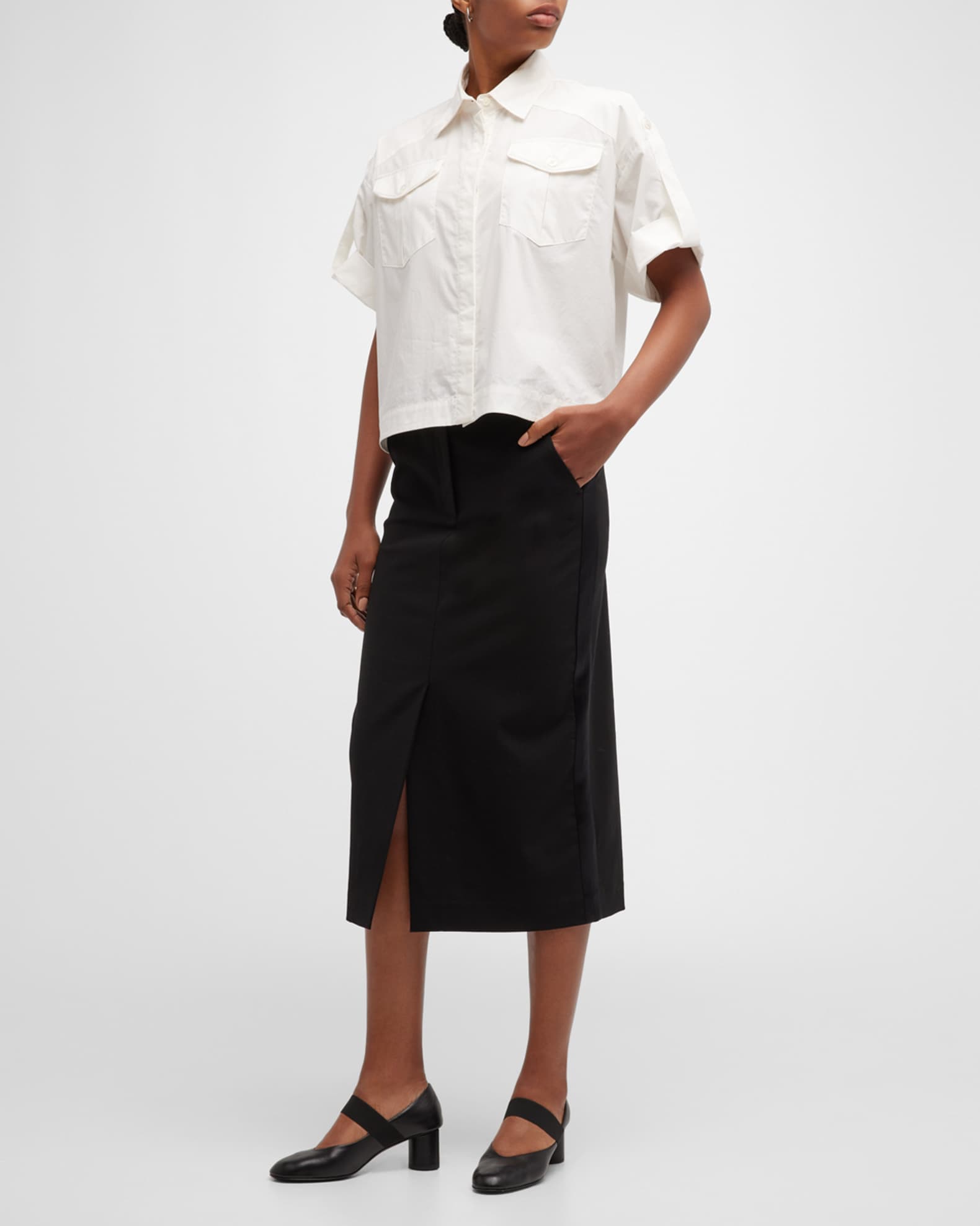 Co Cotton Utility Shirt with Rolled Cuffs | Neiman Marcus