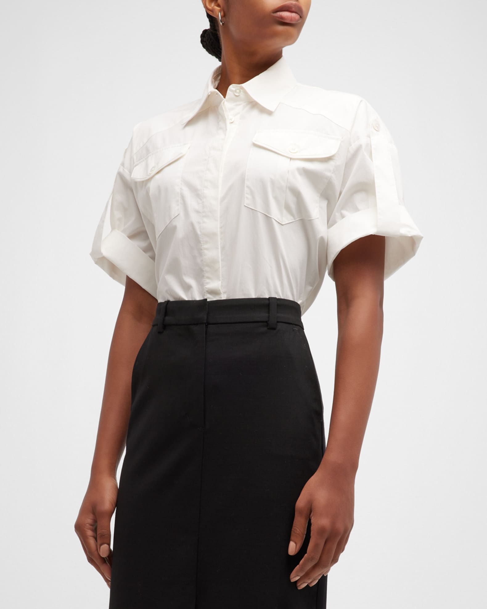 Co Cotton Utility Shirt with Rolled Cuffs | Neiman Marcus