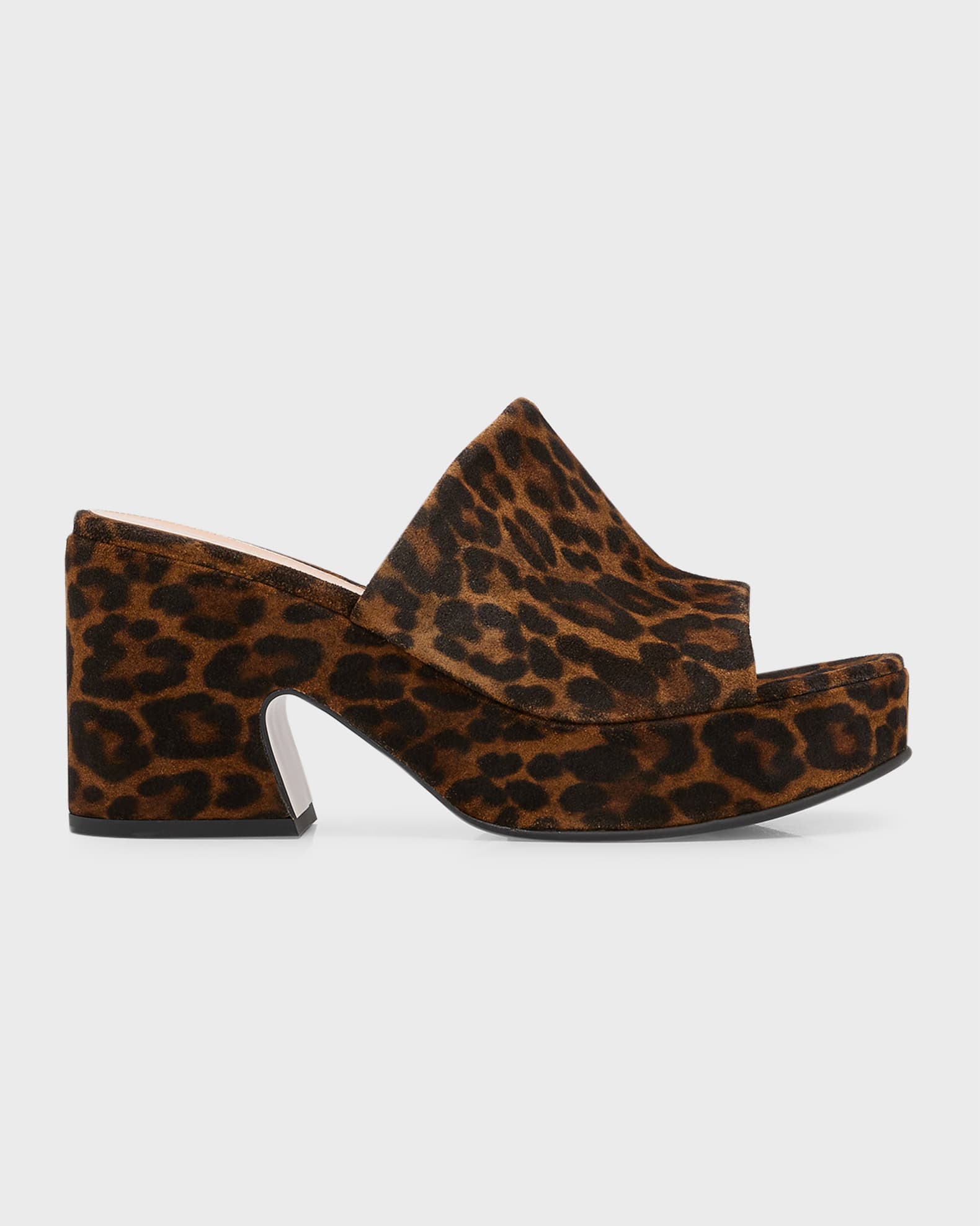Gianvito Rossi Leopard Suede Platform Mule Sandals | Neiman Marcus