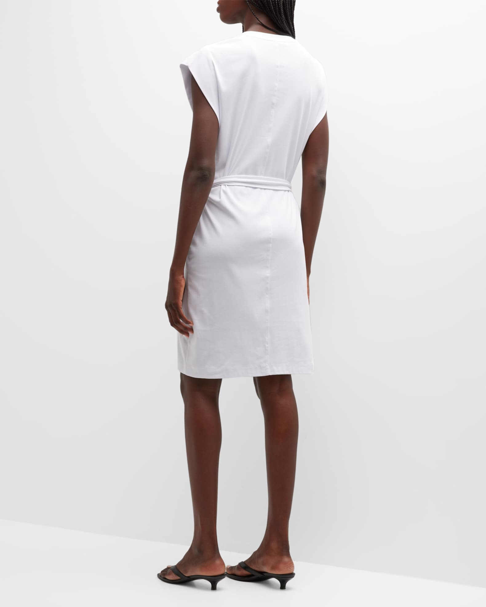 Vince Crewneck Belted Mini Muscle Dress | Neiman Marcus