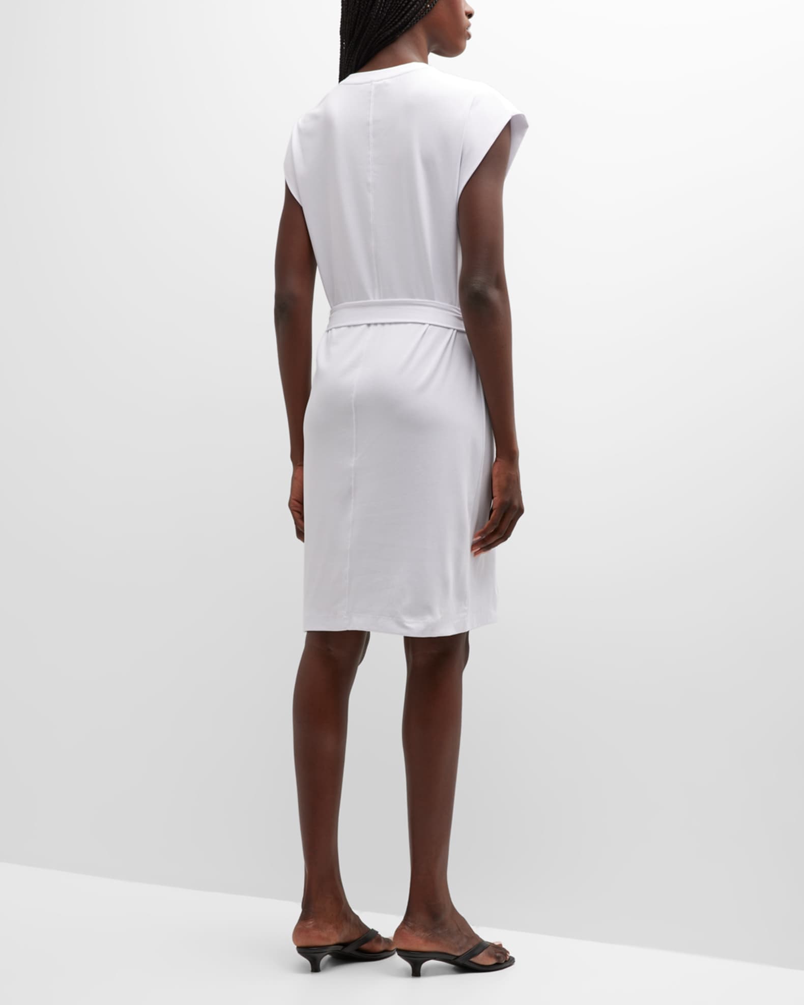 Vince Crewneck Belted Mini Muscle Dress | Neiman Marcus