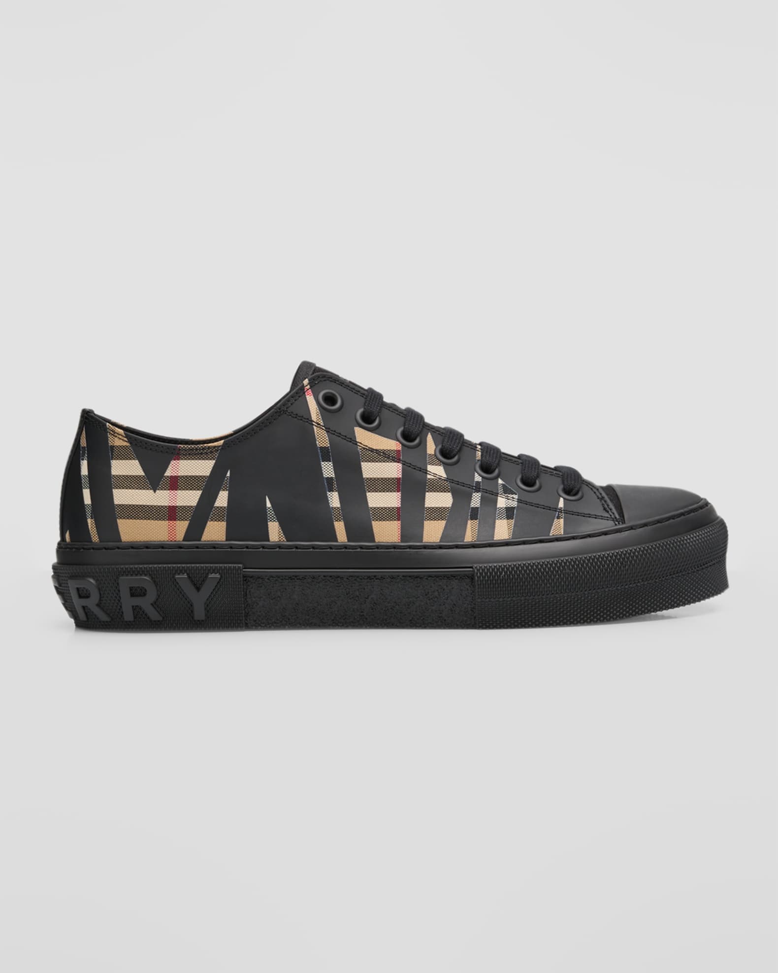 Burberry Men's Sliced Check Low-Top Sneakers | Neiman Marcus