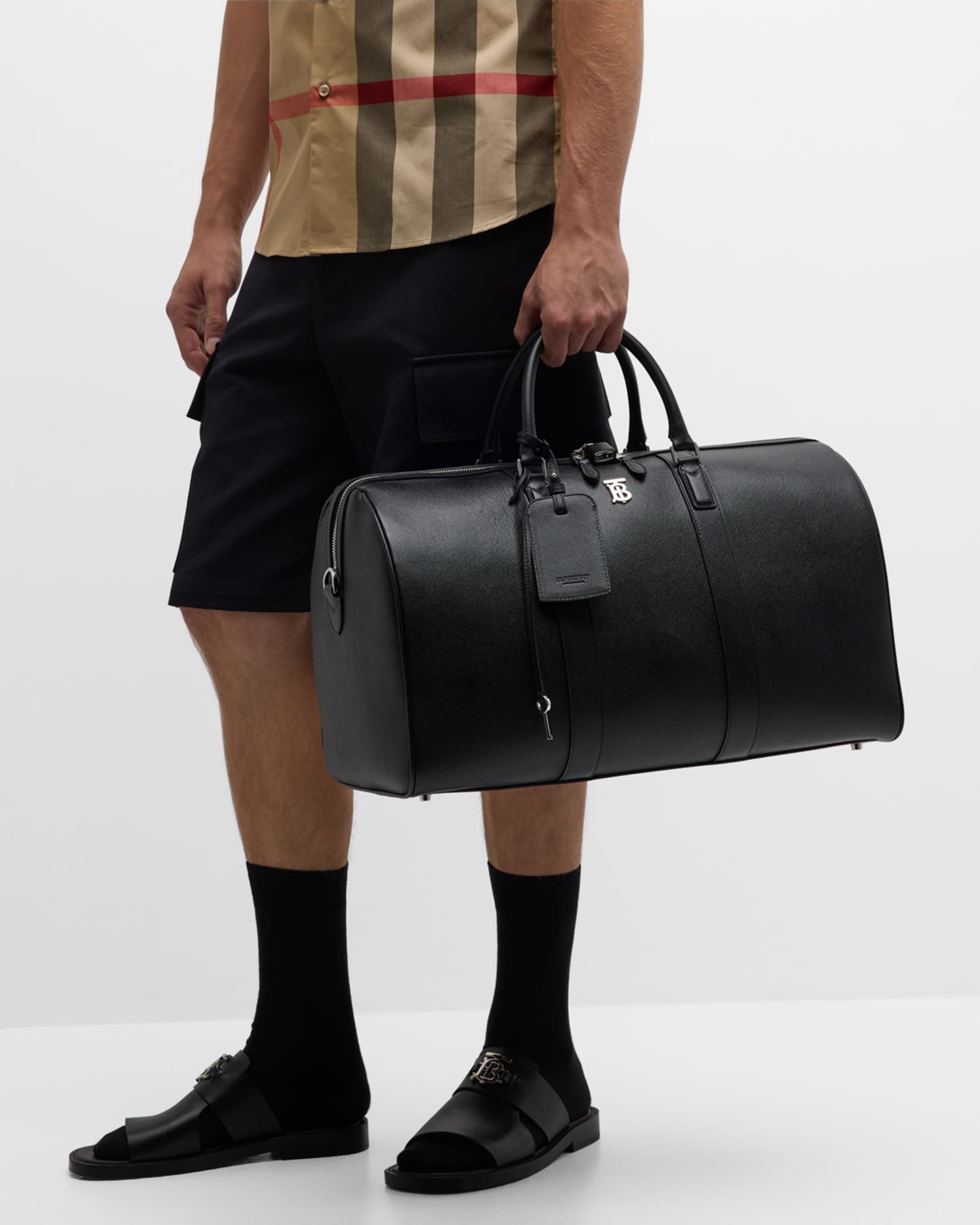 Burberry Men's Boston Leather Duffel Bag | Neiman Marcus