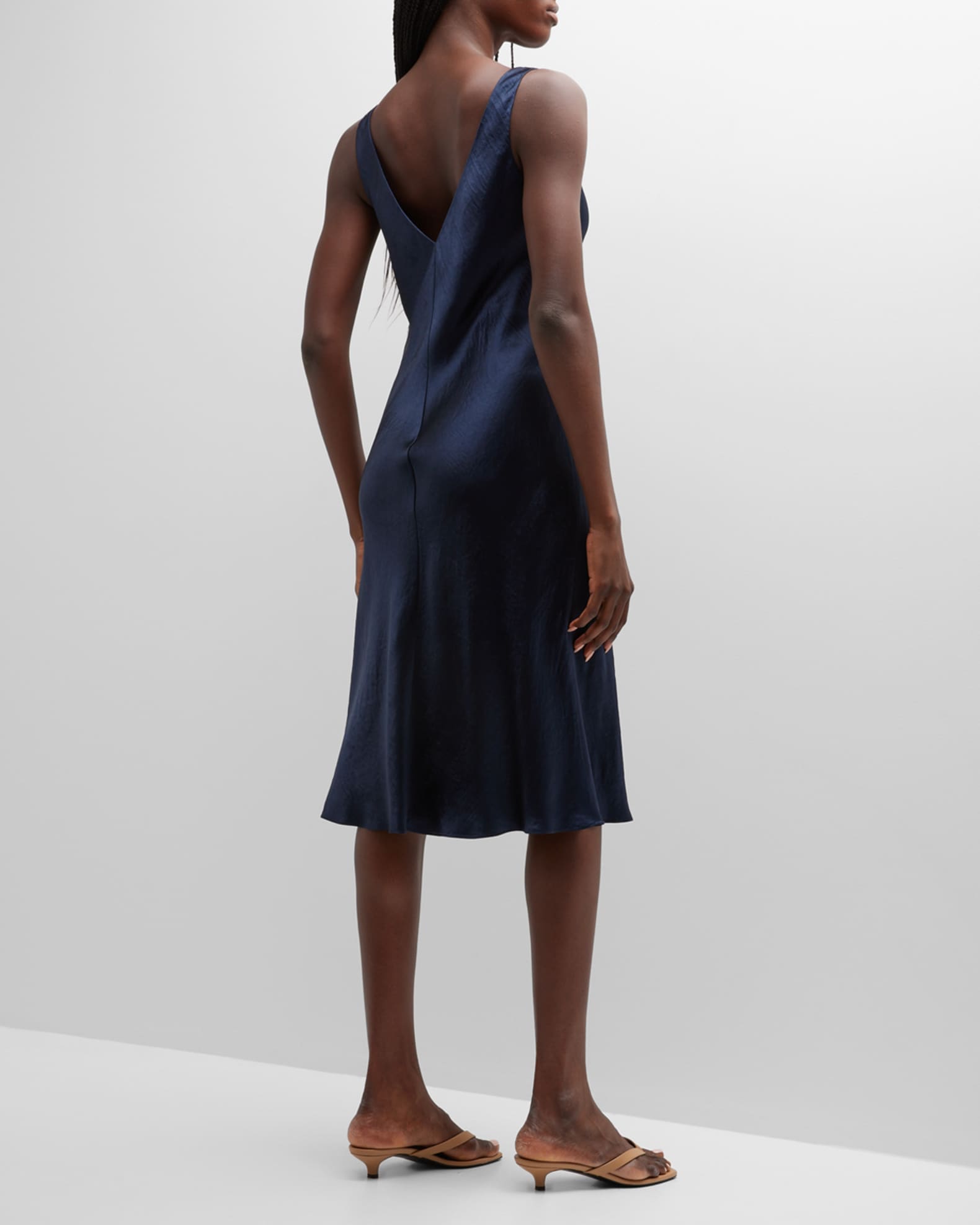 Vince Double V-Neck Slip Midi Dress | Neiman Marcus