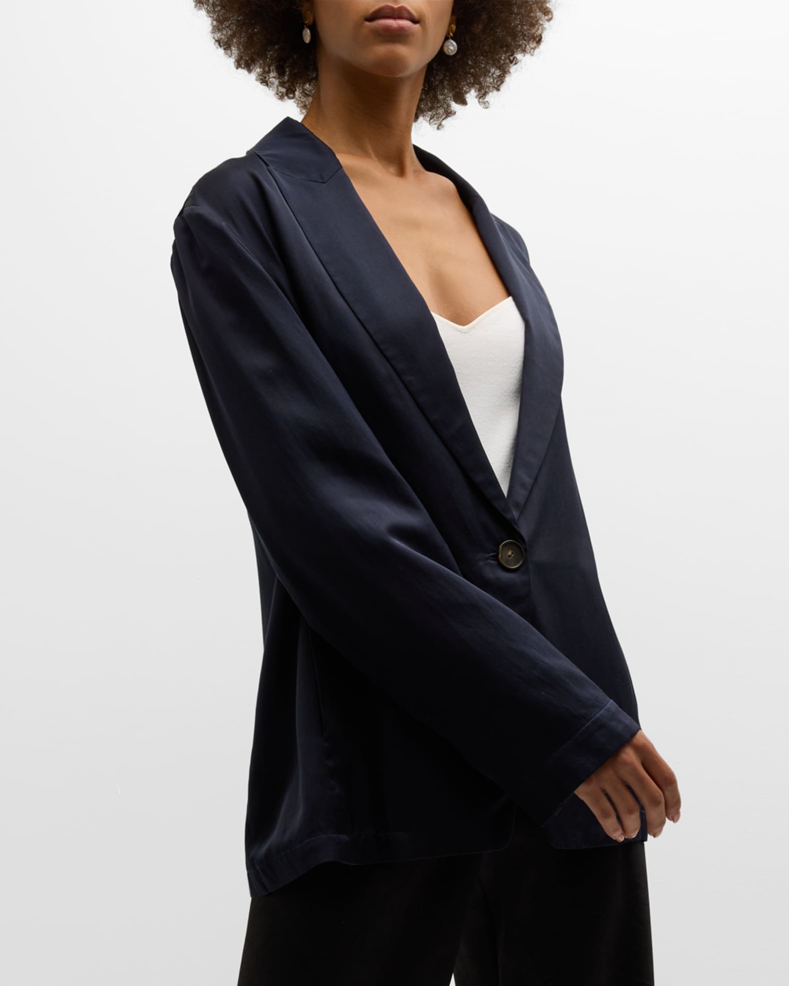 Vince Drapey Silk-Blend Cutaway Blazer | Neiman Marcus
