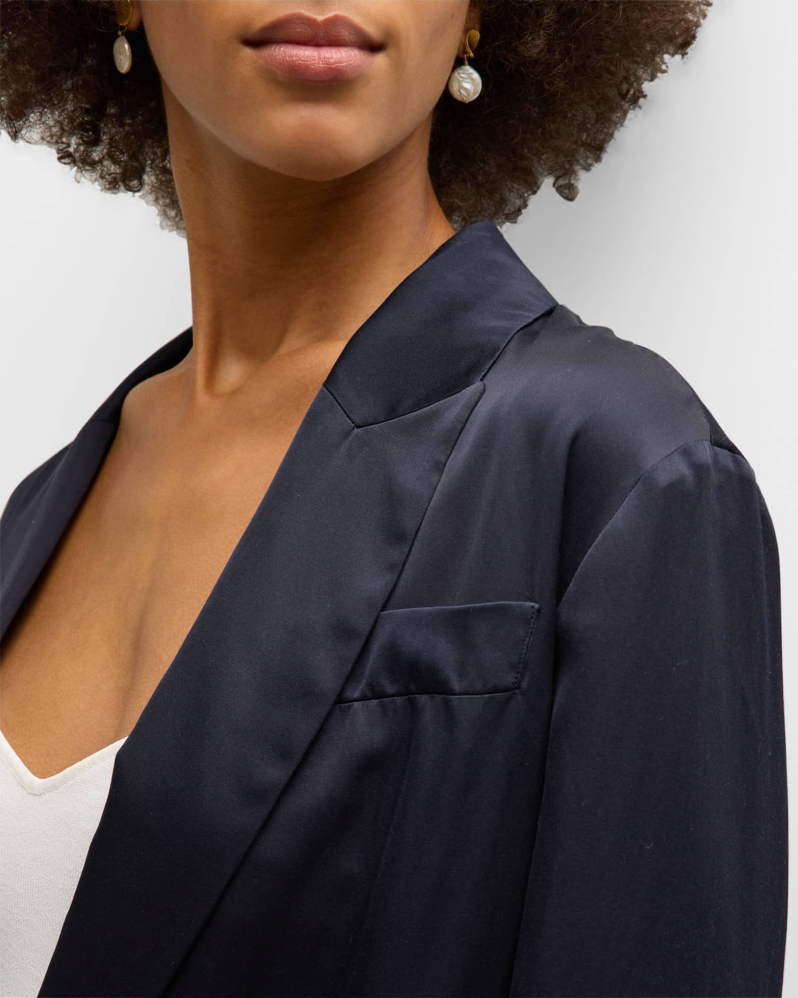 Vince Drapey Silk-Blend Cutaway Blazer | Neiman Marcus