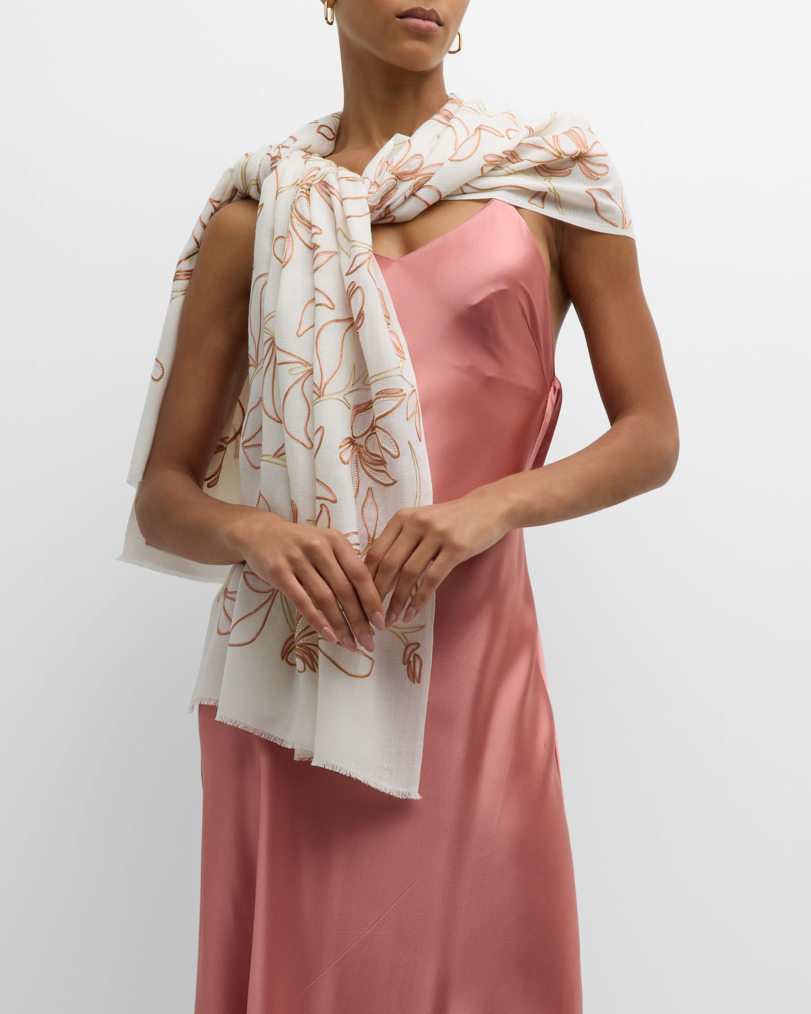 Janavi India Embroidered Floral Silk-Wool Shawl | Neiman Marcus