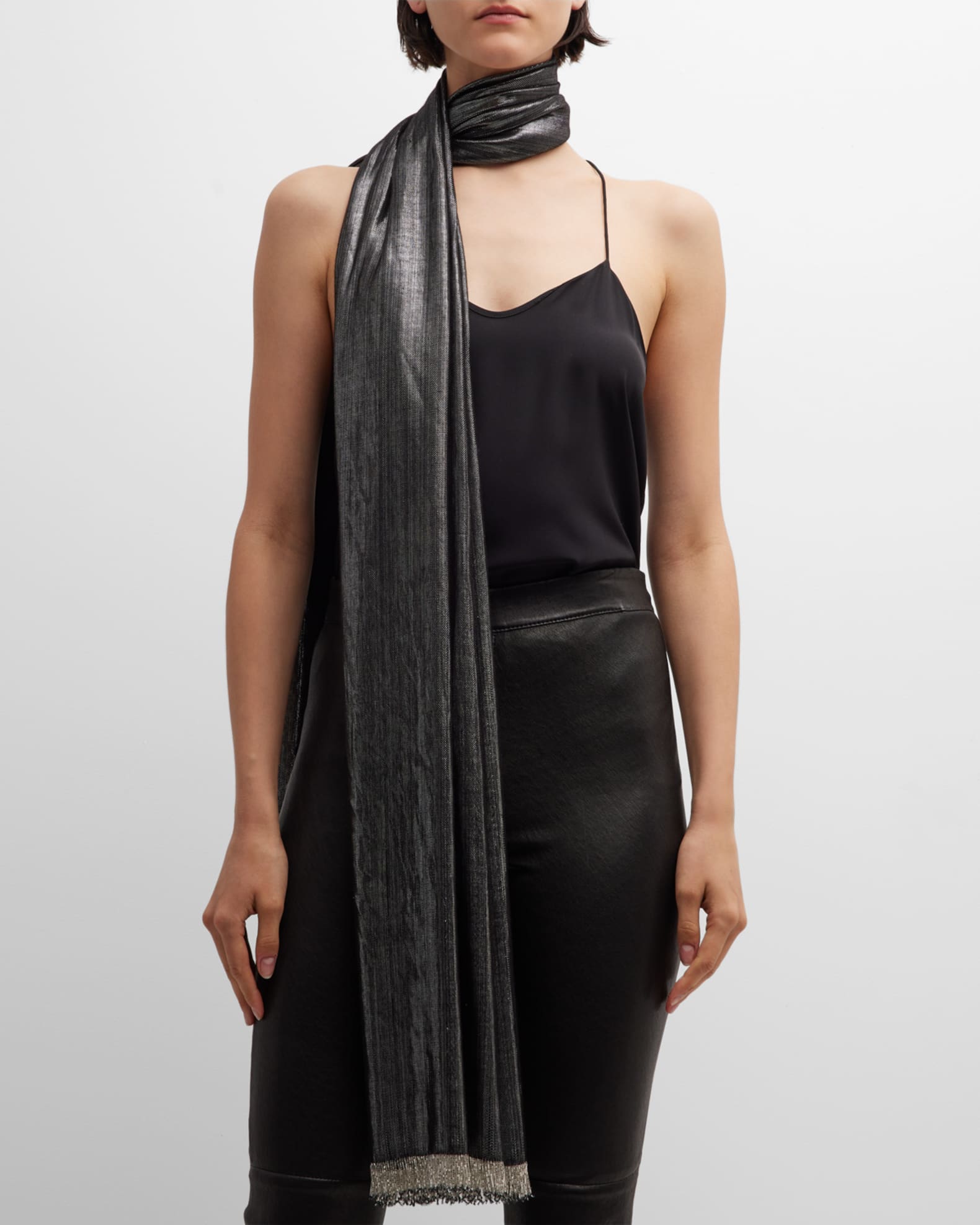 Bajra Metallic Beaded Cashmere-Blend Scarf | Neiman Marcus