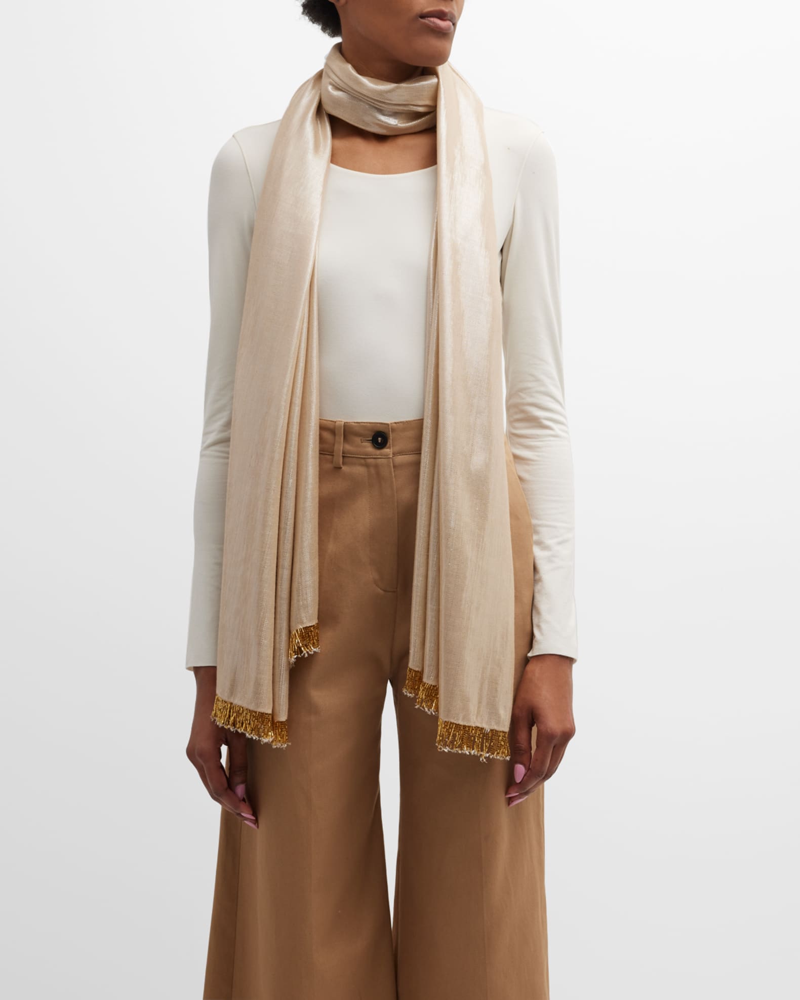 Bajra Metallic Beaded Cashmere-Blend Scarf | Neiman Marcus