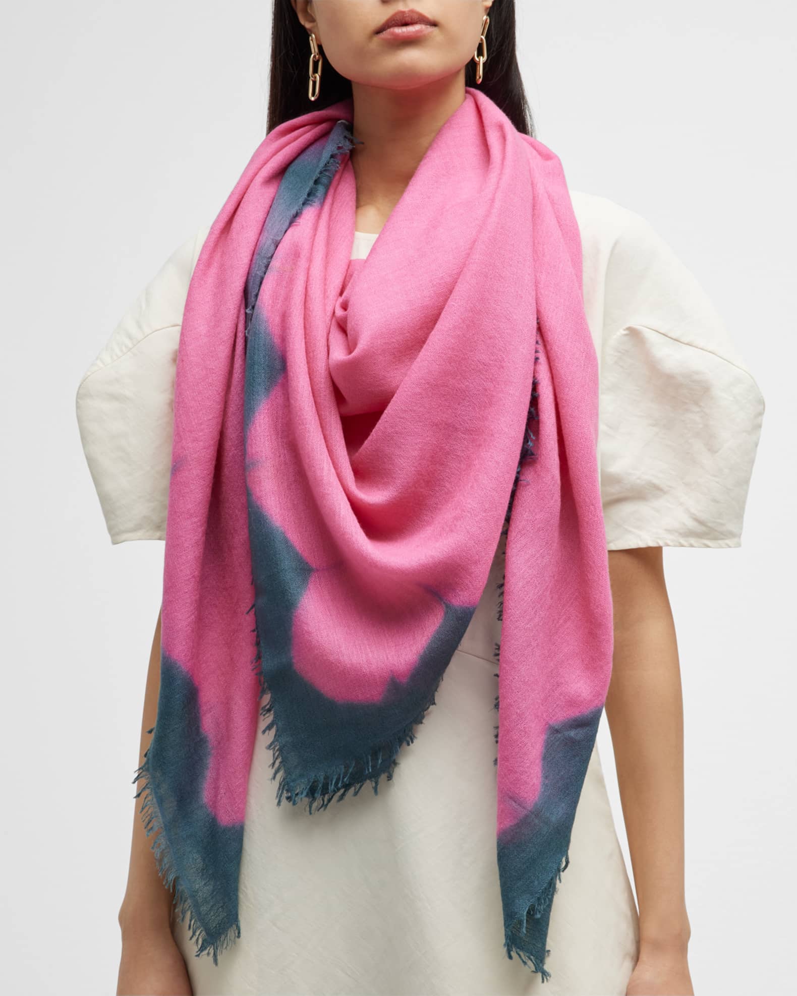 Bajra Two-Tone Border Wool & Silk Scarf | Neiman Marcus
