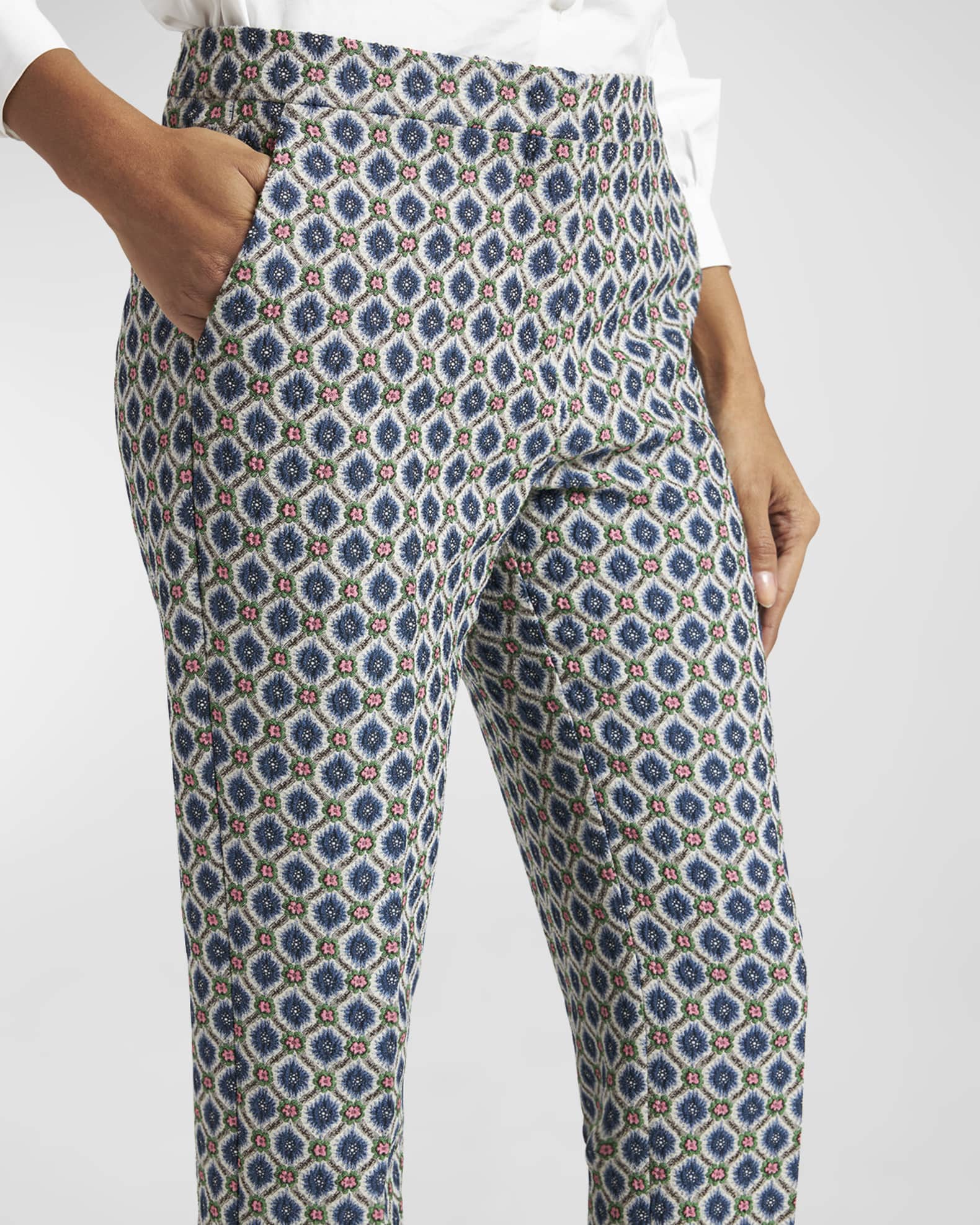Etro Printed Tile Jacquard Pants | Neiman Marcus