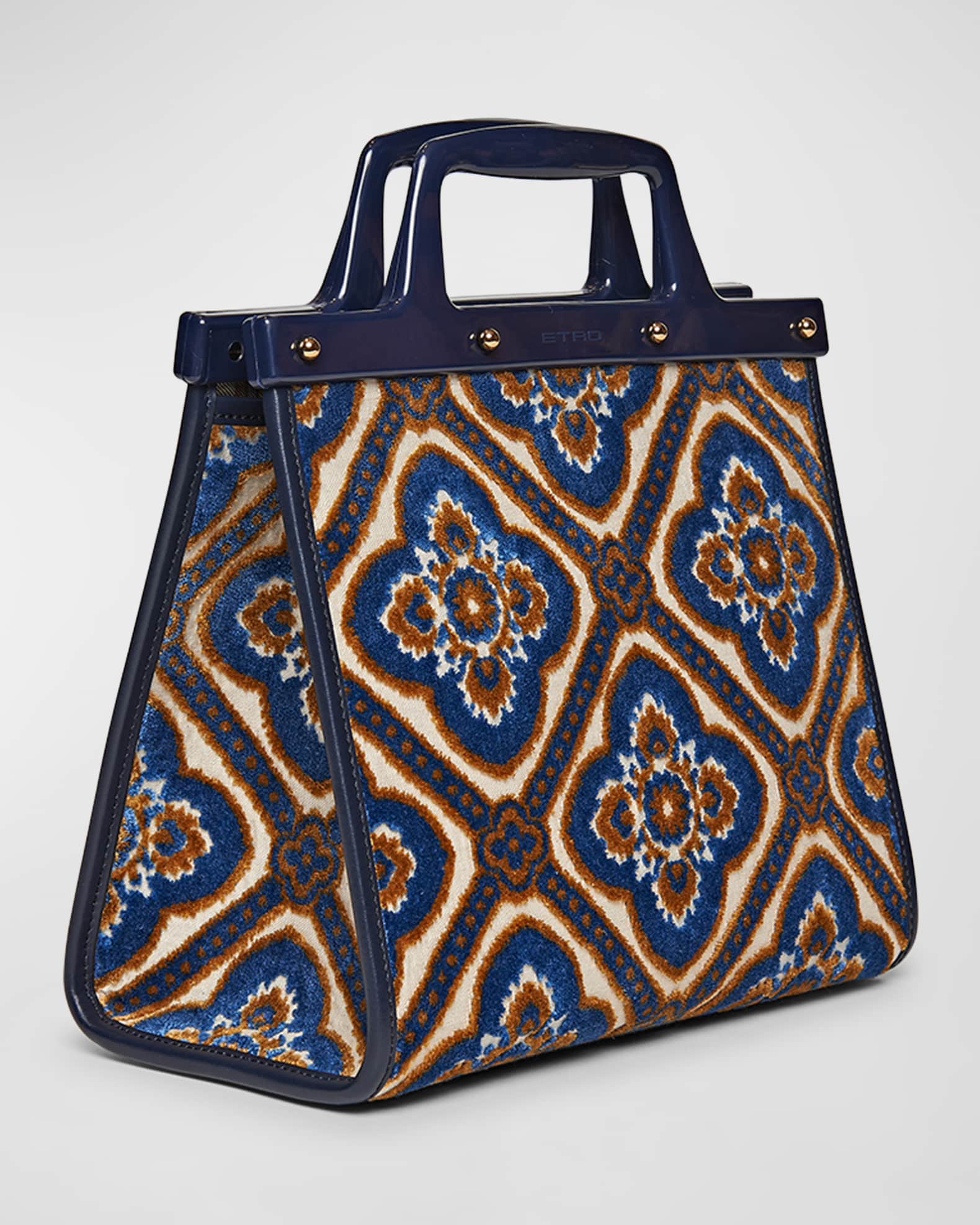 Etro Love Trotter Embroidered Logo Tile Top-Handle Bag | Neiman Marcus