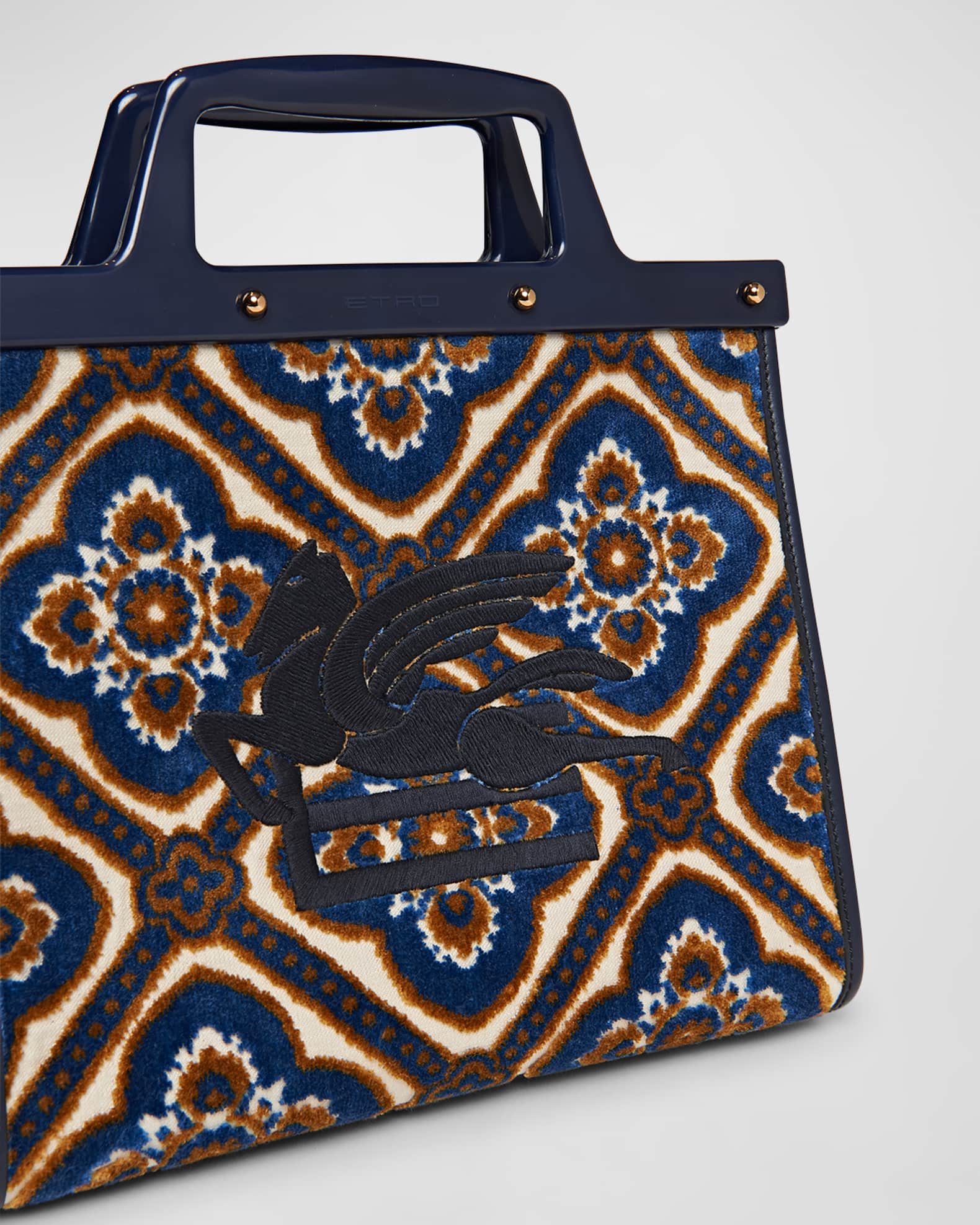 Etro Love Trotter Embroidered Logo Tile Top-Handle Bag | Neiman Marcus