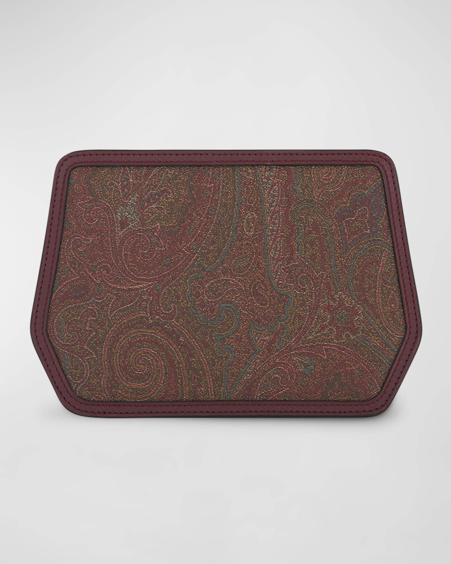 Etro Embroidered Logo Paisley-Print Shoulder Bag | Neiman Marcus