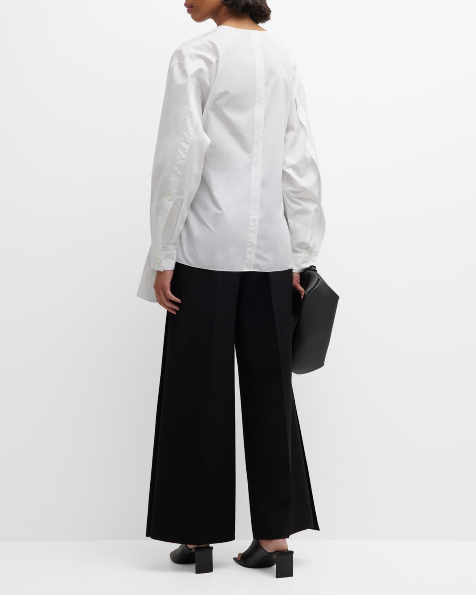 Lafayette 148 New York Stretch Cotton Wrap Blouse | Neiman Marcus