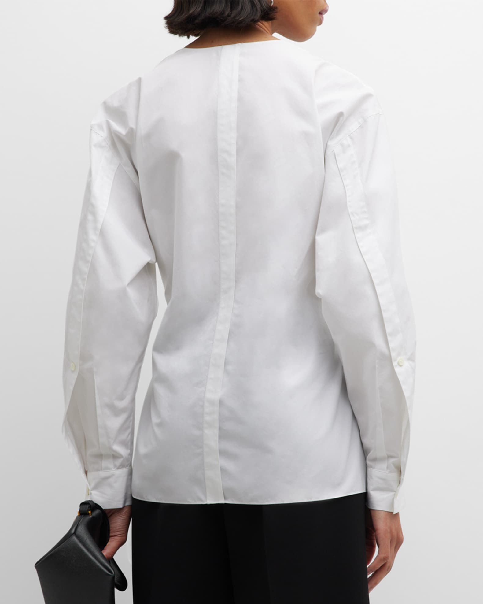 Lafayette 148 New York Stretch Cotton Wrap Blouse | Neiman Marcus