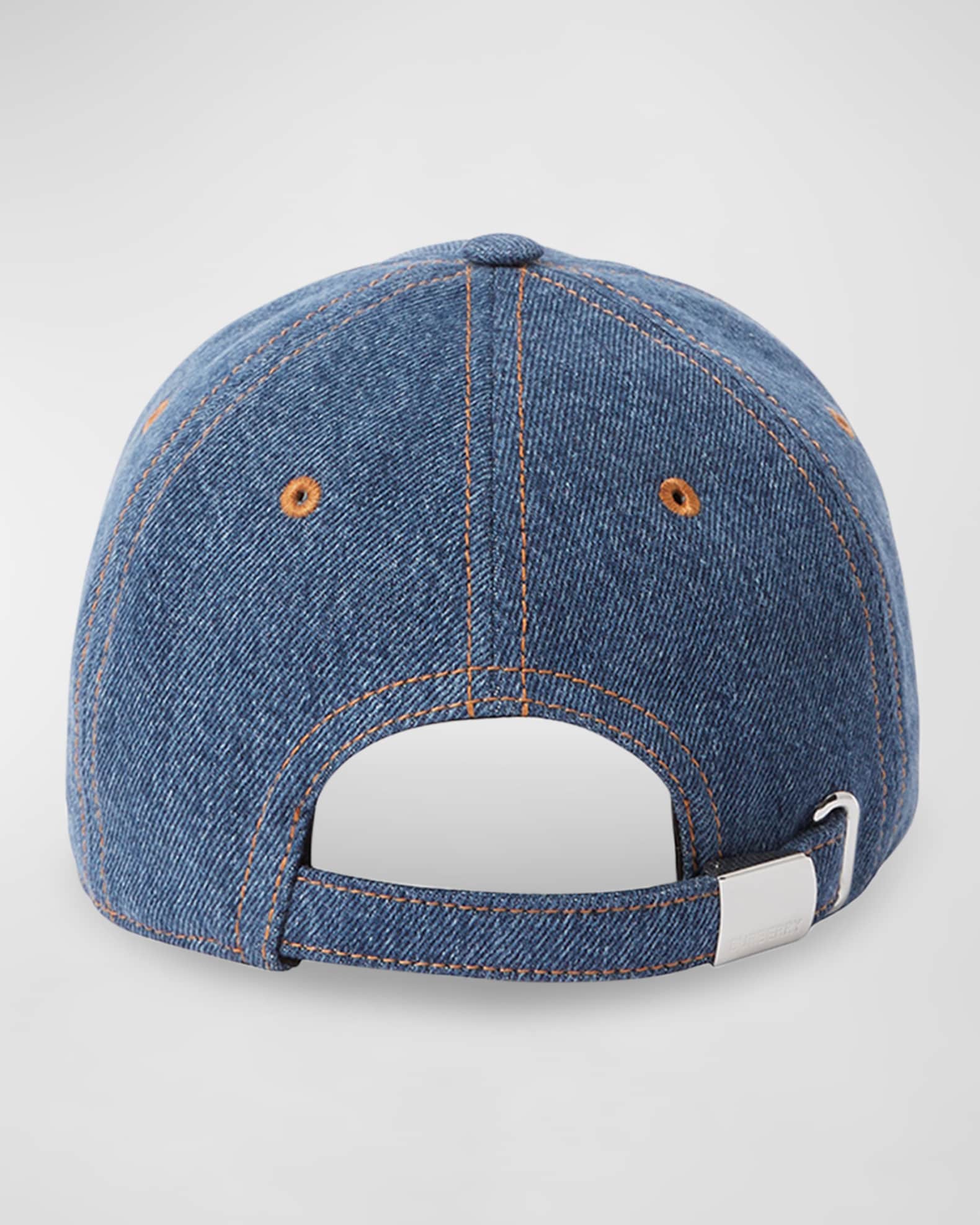 Burberry Embroidered Logo Washed Denim Baseball Cap | Neiman Marcus